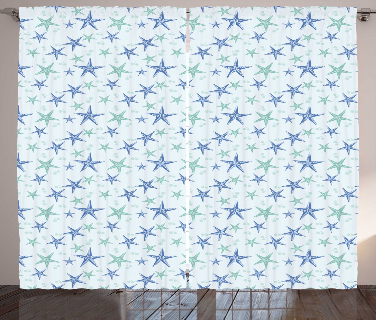 Ambesonne Starfish Curtains 2 Panel Set, Nautical Theme Starfish, 108 ...