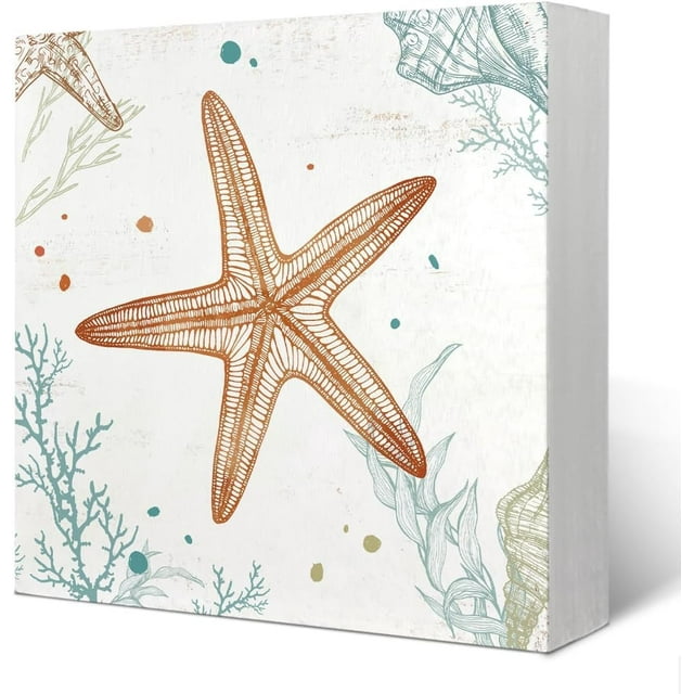 Starfish Decor Sign,Ocean Bathroom Decor, Ocean Wooden Box Sign,Rustic ...