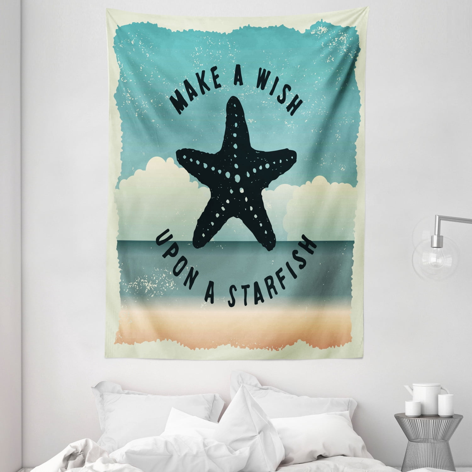 Starfish Decor Tapestry, Make a Wish Upon a Starfish Inspirational ...