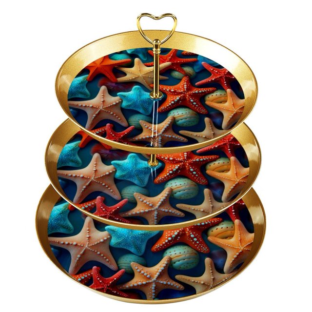 Starfish Decorative Dessert Table Plastic Tray with Iron Pillars - 32cm ...