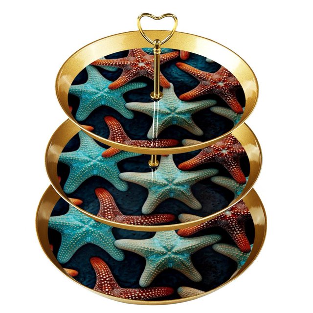 Starfish Decorative Plastic Discs Jewelry Tray with Iron Pillars | 32cm ...