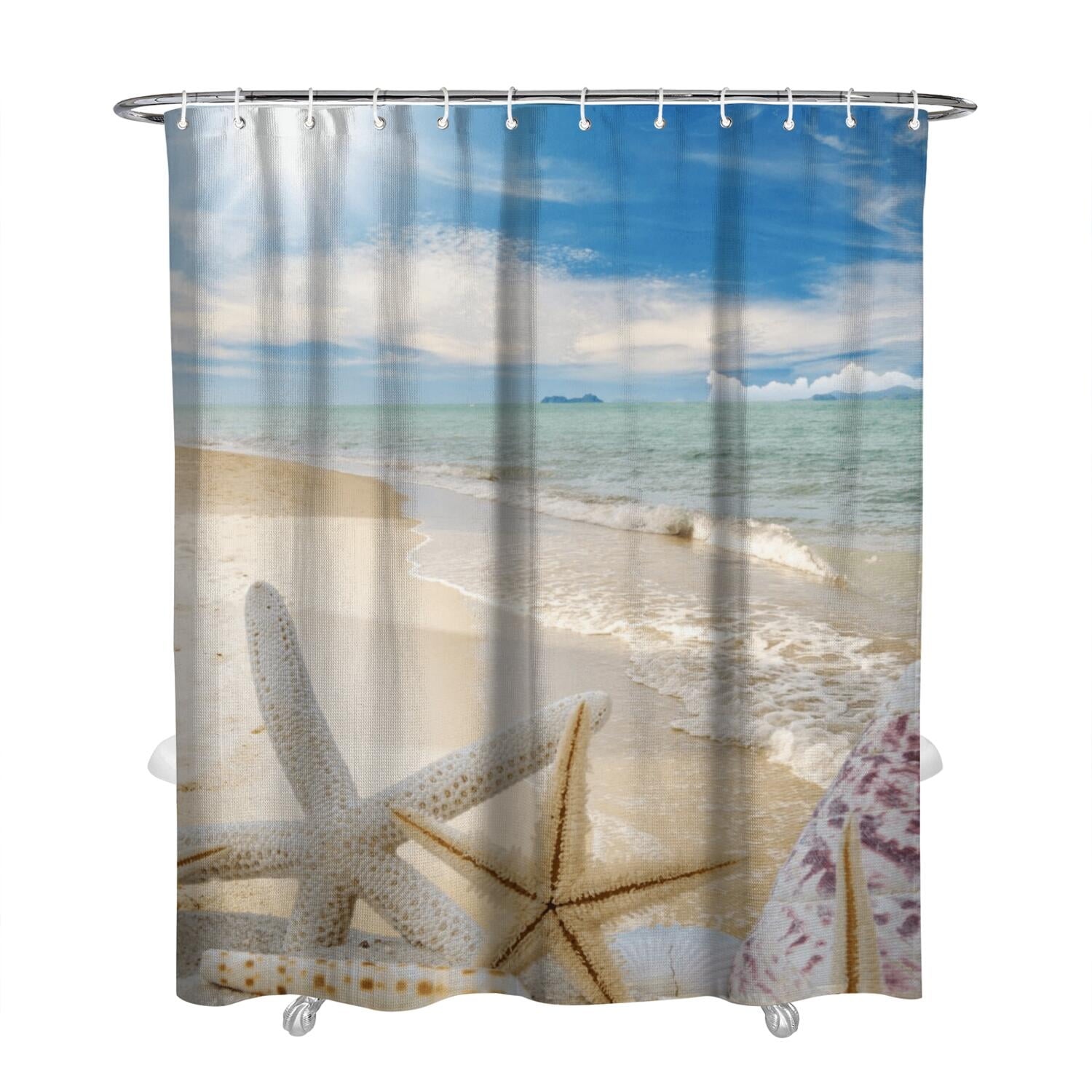 Starfish Dream Shoreline Curtain 72x84 Inches, Waterproof Pongee ...