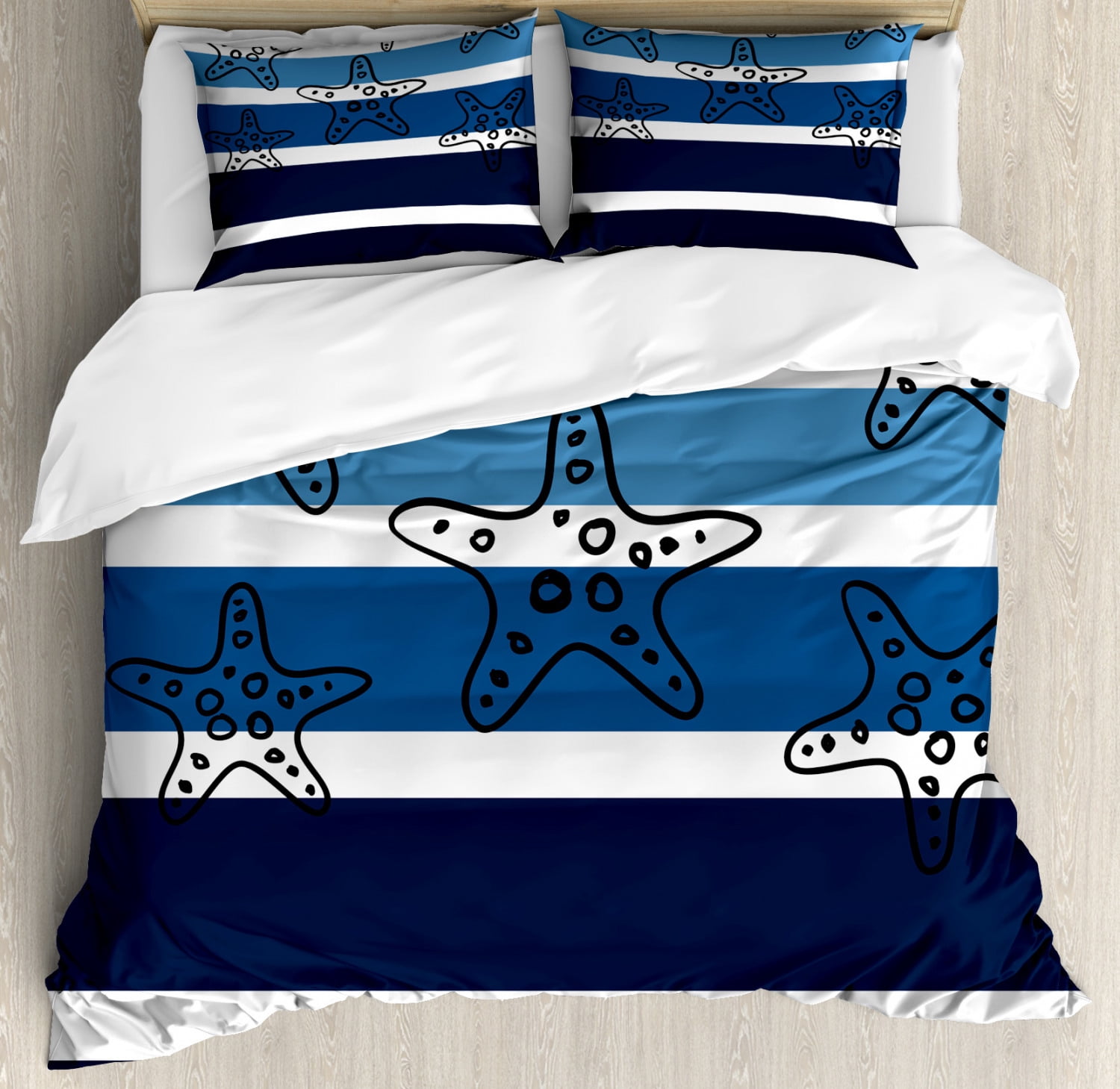 Starfish Duvet Cover Set King Size, Ombre Inspired Design in Bold Thin ...