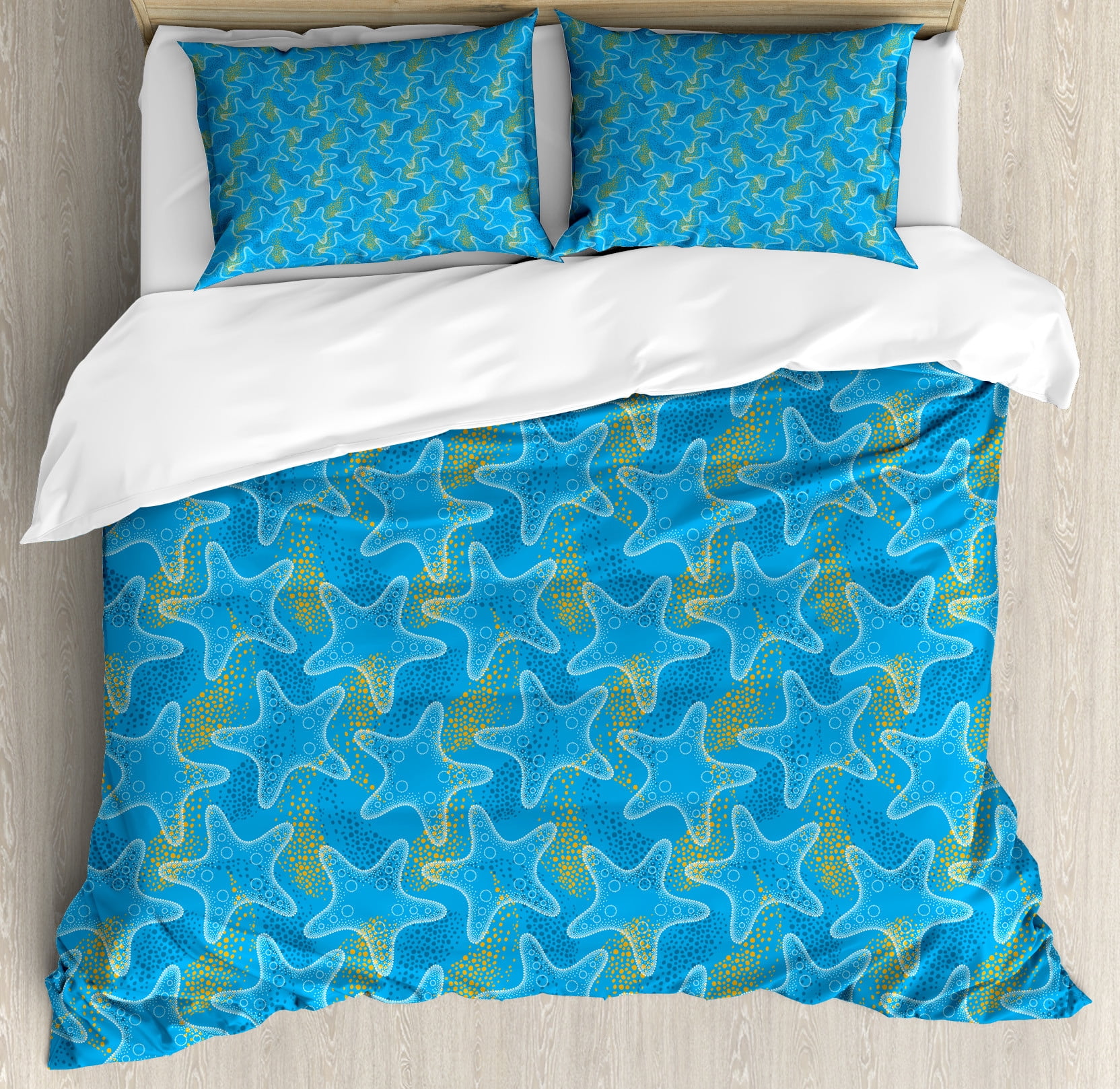 Starfish Duvet Cover Set, Marine Underwater Life Theme Sea Stars ...