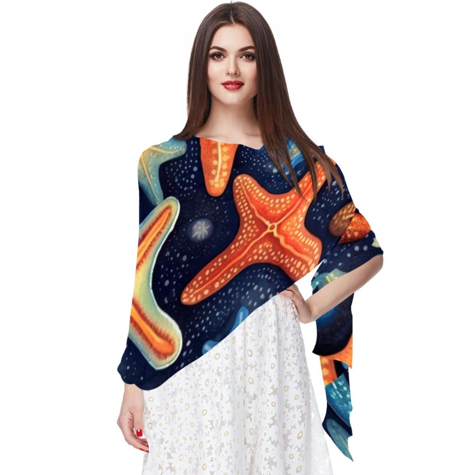 Starfish Elegant Chiffon Yarn Silk Scarf for Women - Translucent and ...