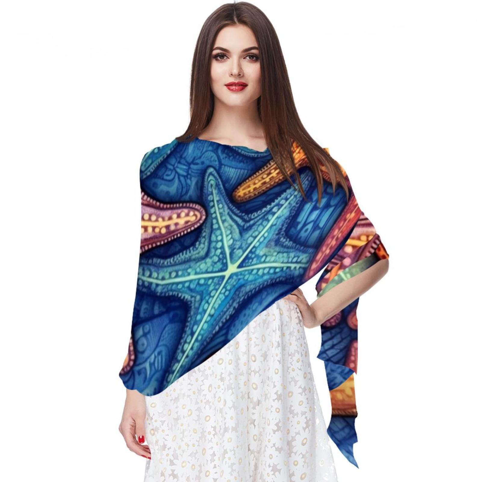 Starfish Elegant Chiffon Yarn Silk Scarf for Women - Translucent and ...