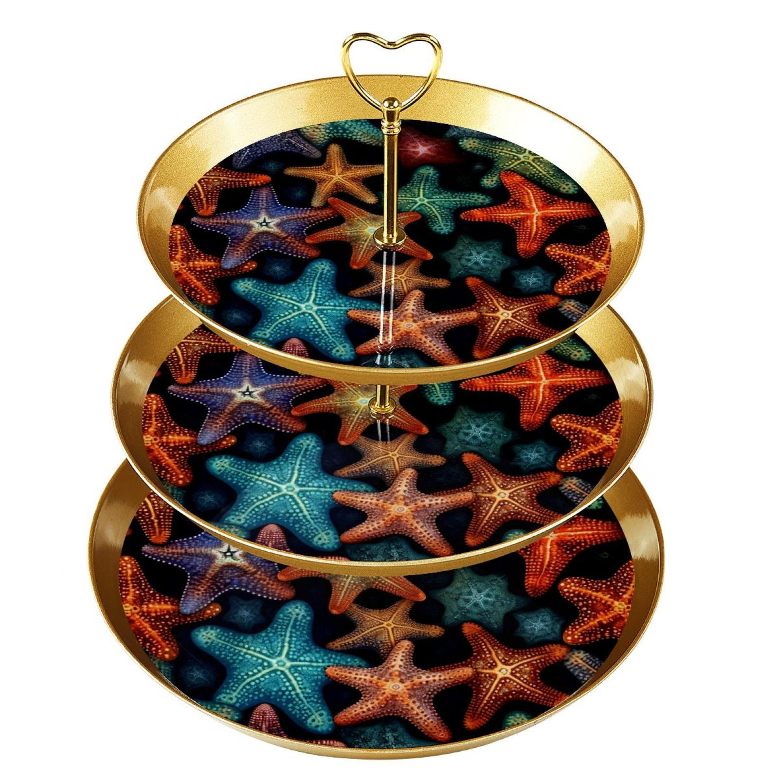 Starfish Elegant Plastic Dessert Table Display Tray Stand with Iron ...