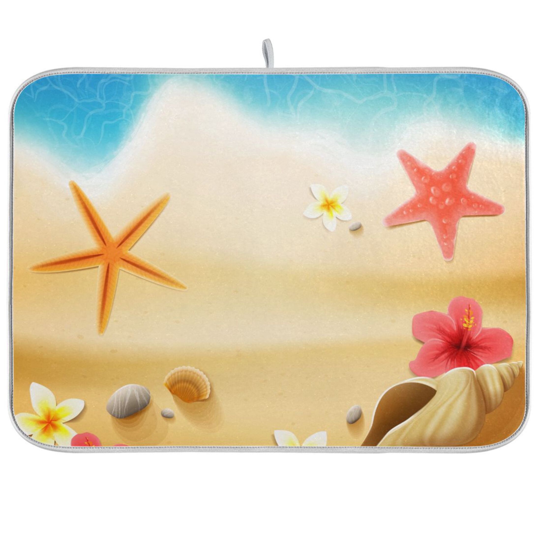 Starfish Flower Beach Shells Dish Drying Mat Microfiber Kitchen Mats ...