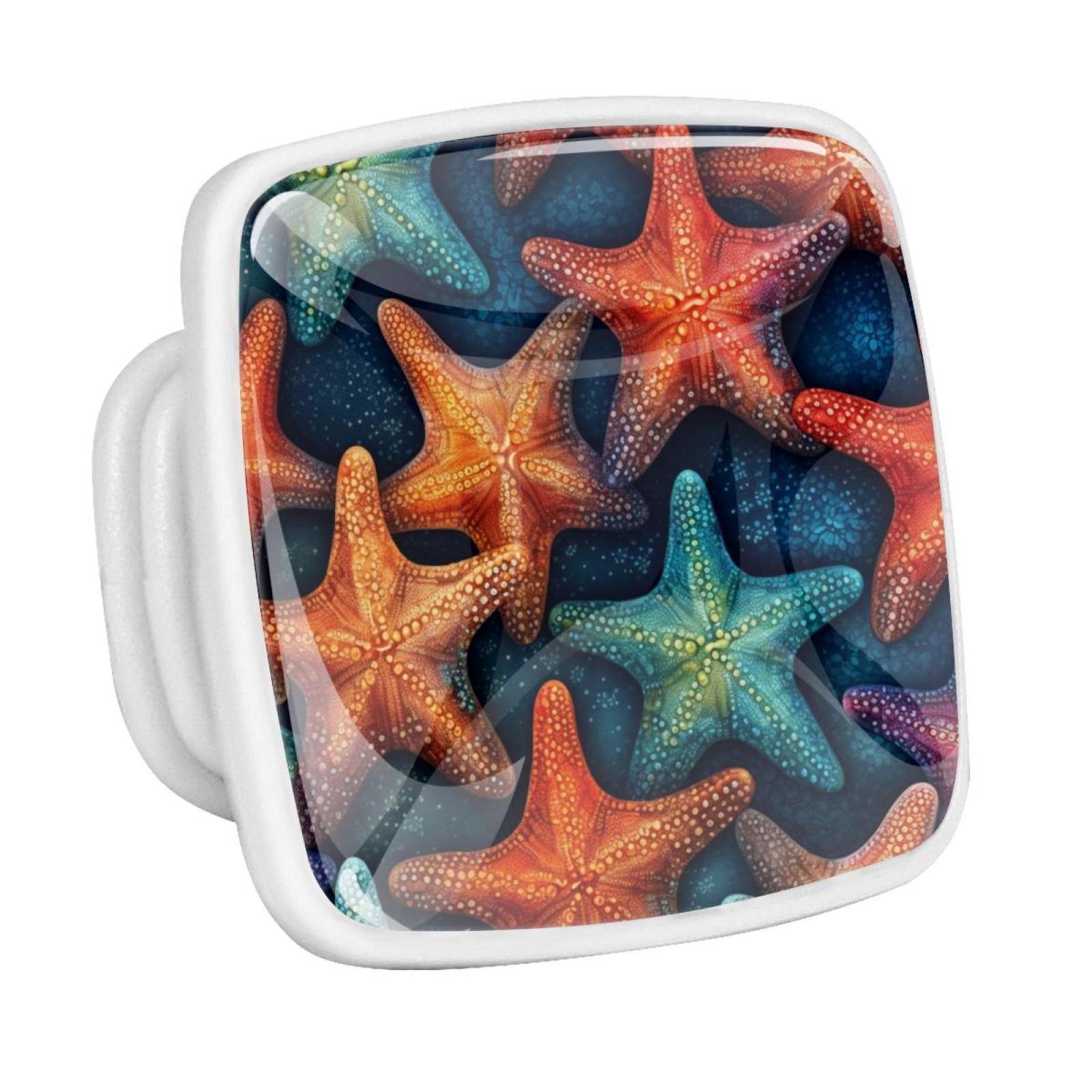 Starfish Fluorescent Drawer Pulls with Screws Square 4-Pack Glow Dark Knobs for Cabinets ...