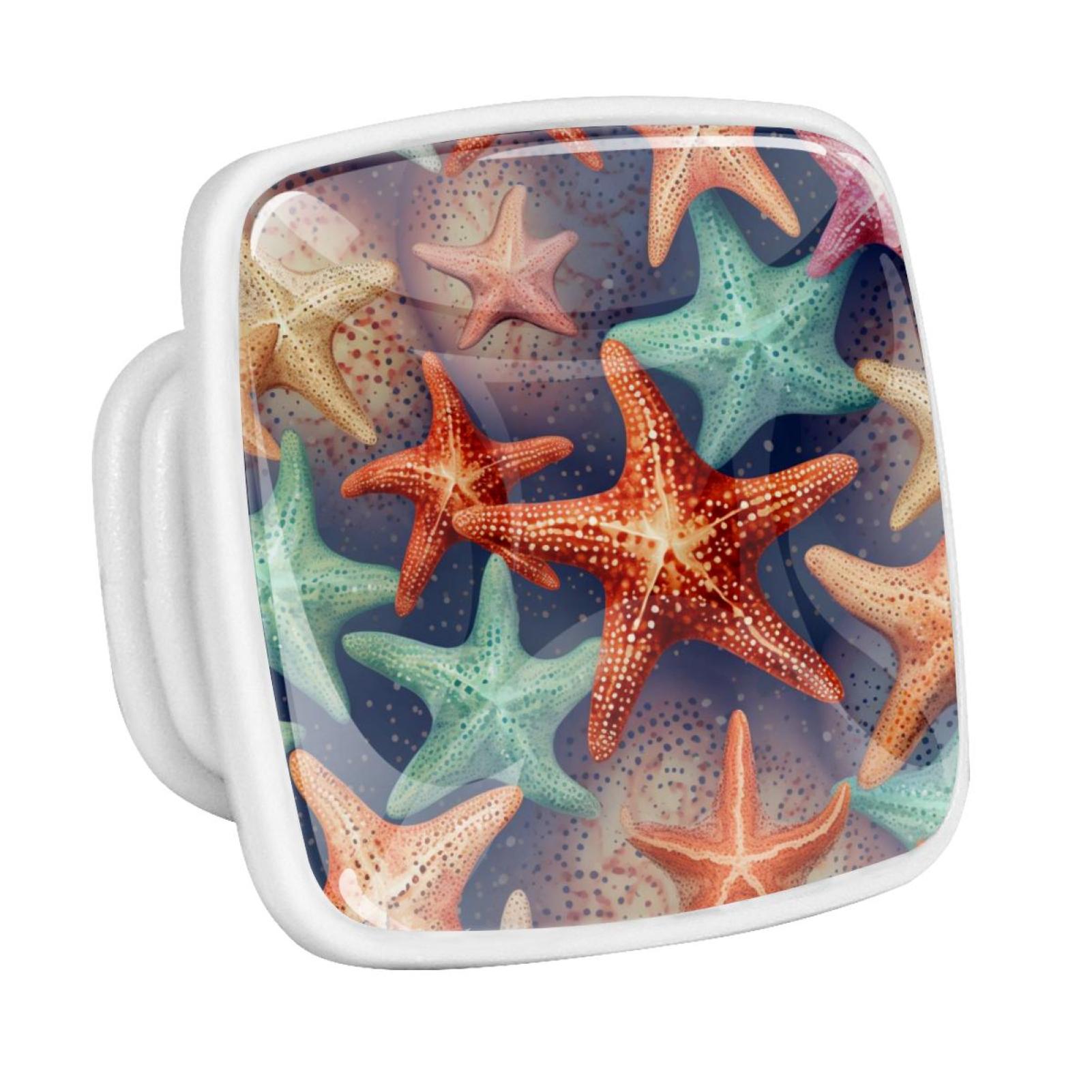 Starfish Fluorescent Drawer Pulls with Screws Square 4-Pack Glow Dark Knobs for Cabinets ...