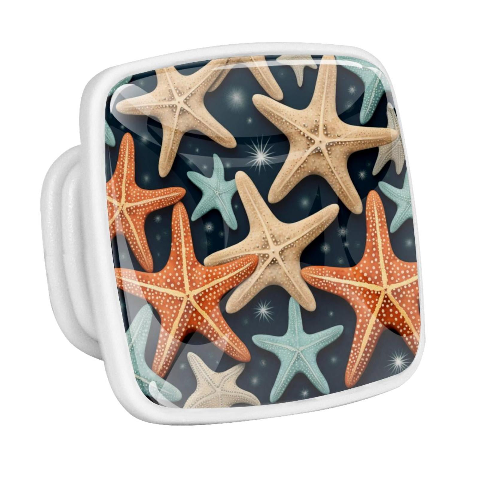 Starfish Fluorescent Drawer Pulls with Screws Square 4-Pack Glow Dark Knobs for Cabinets ...