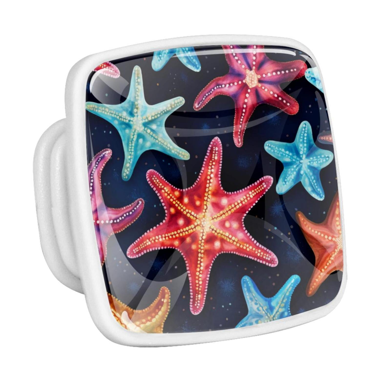 Starfish Fluorescent Drawer Pulls with Screws Square 4-Pack Glow Dark Knobs for Cabinets ...