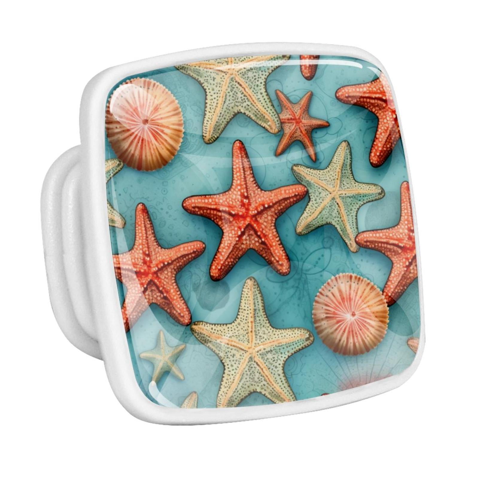 Starfish Fluorescent Drawer Pulls with Screws Square 4-Pack Glow Dark Knobs for Cabinets ...