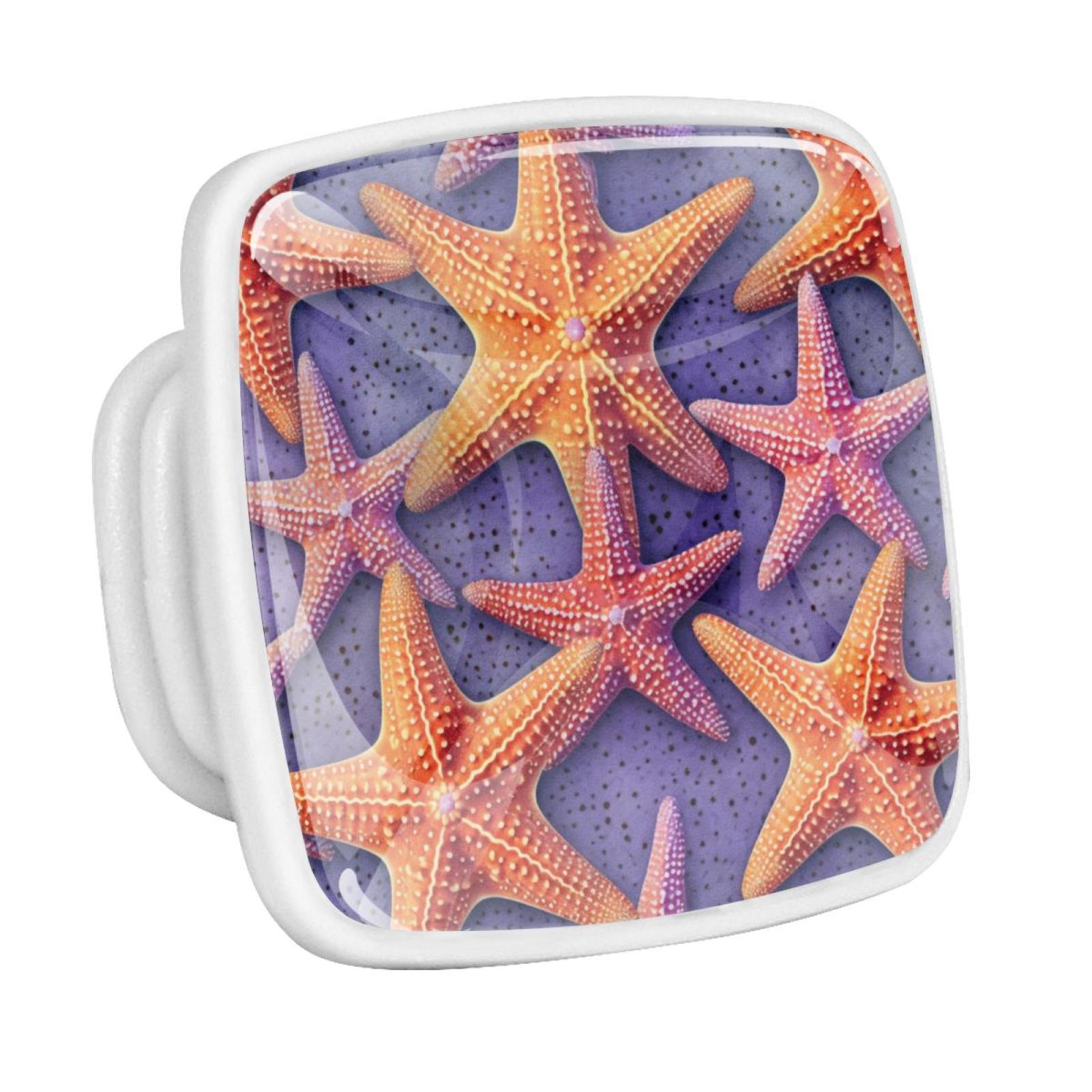 Starfish Fluorescent Drawer Pulls with Screws Square 4-Pack Glow Dark Knobs for Cabinets ...