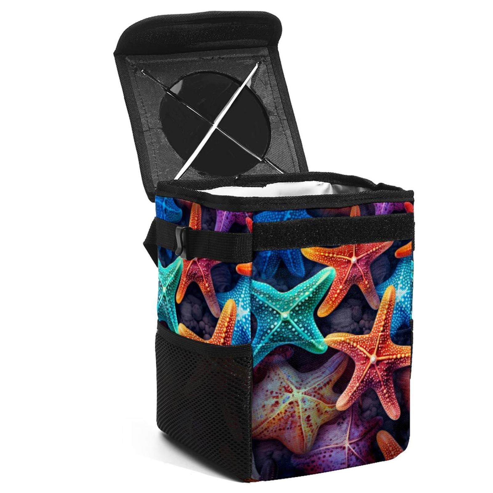 Starfish Foldable Car Trash Bin with Lid, Leak-Proof Mini Trash Can for ...