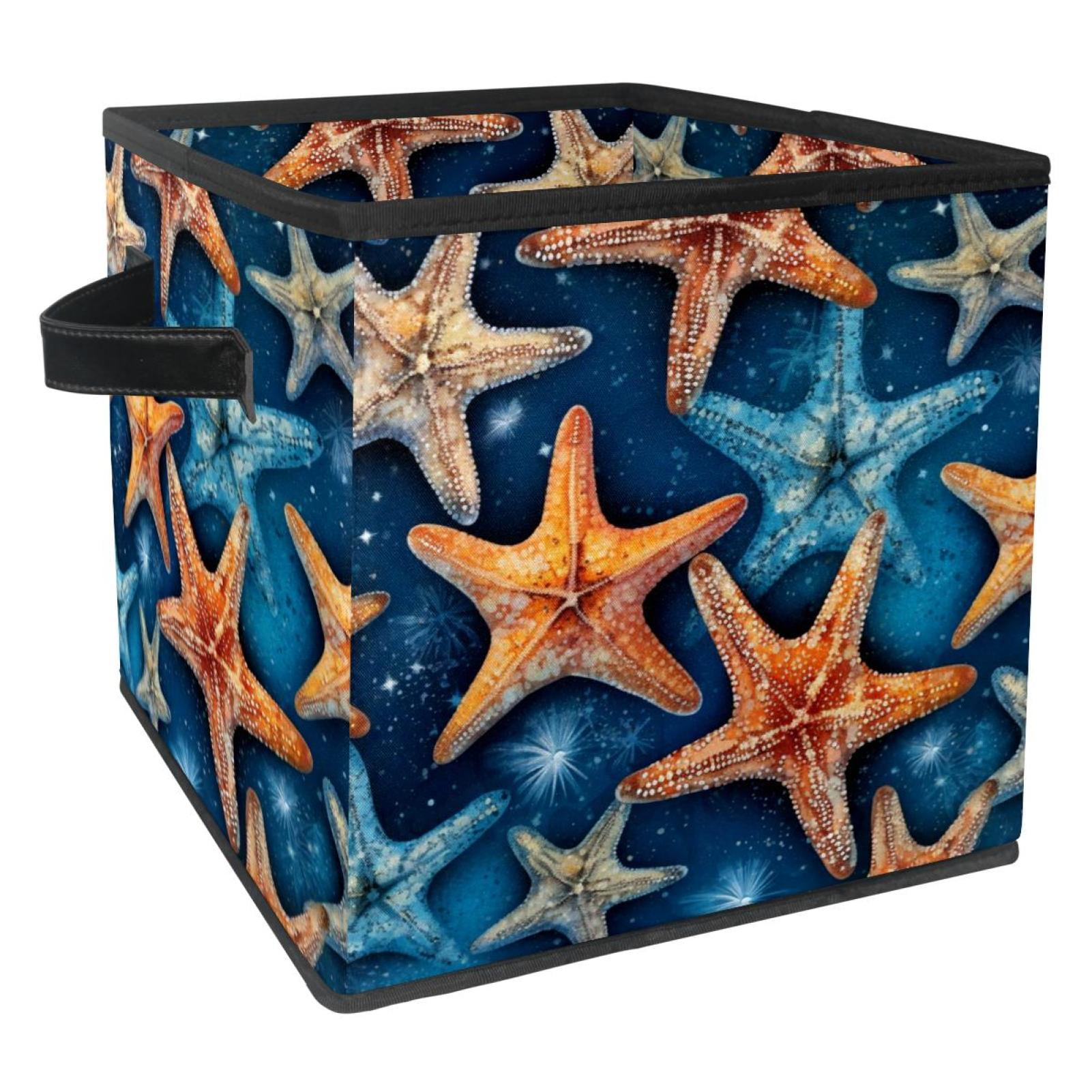Starfish Foldable Toy Box with Handle Storage Bin, 10.8"x10.5"x10.6 ...