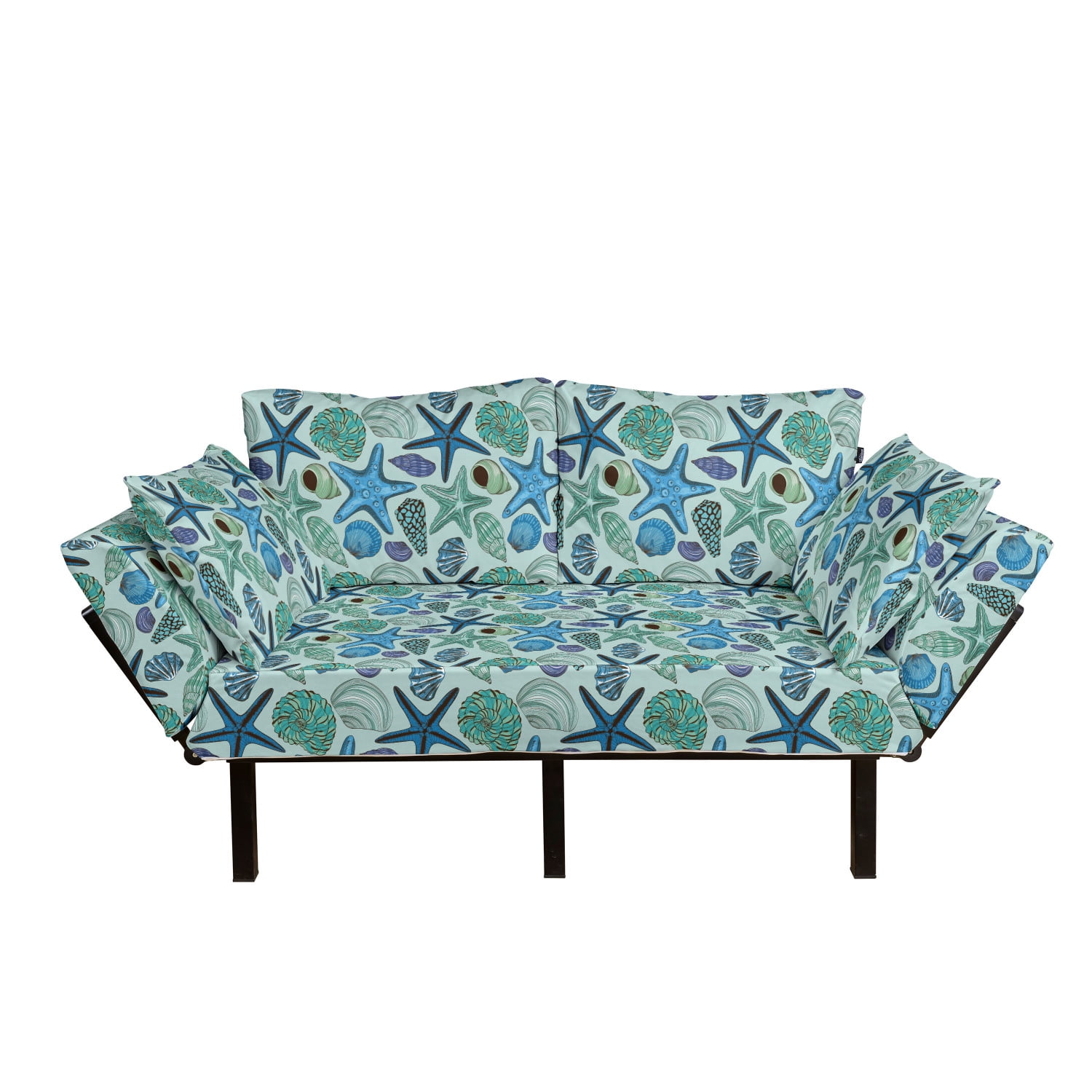 Starfish Futon Couch, Aquarium Inspired Composition Tropical Seashells ...