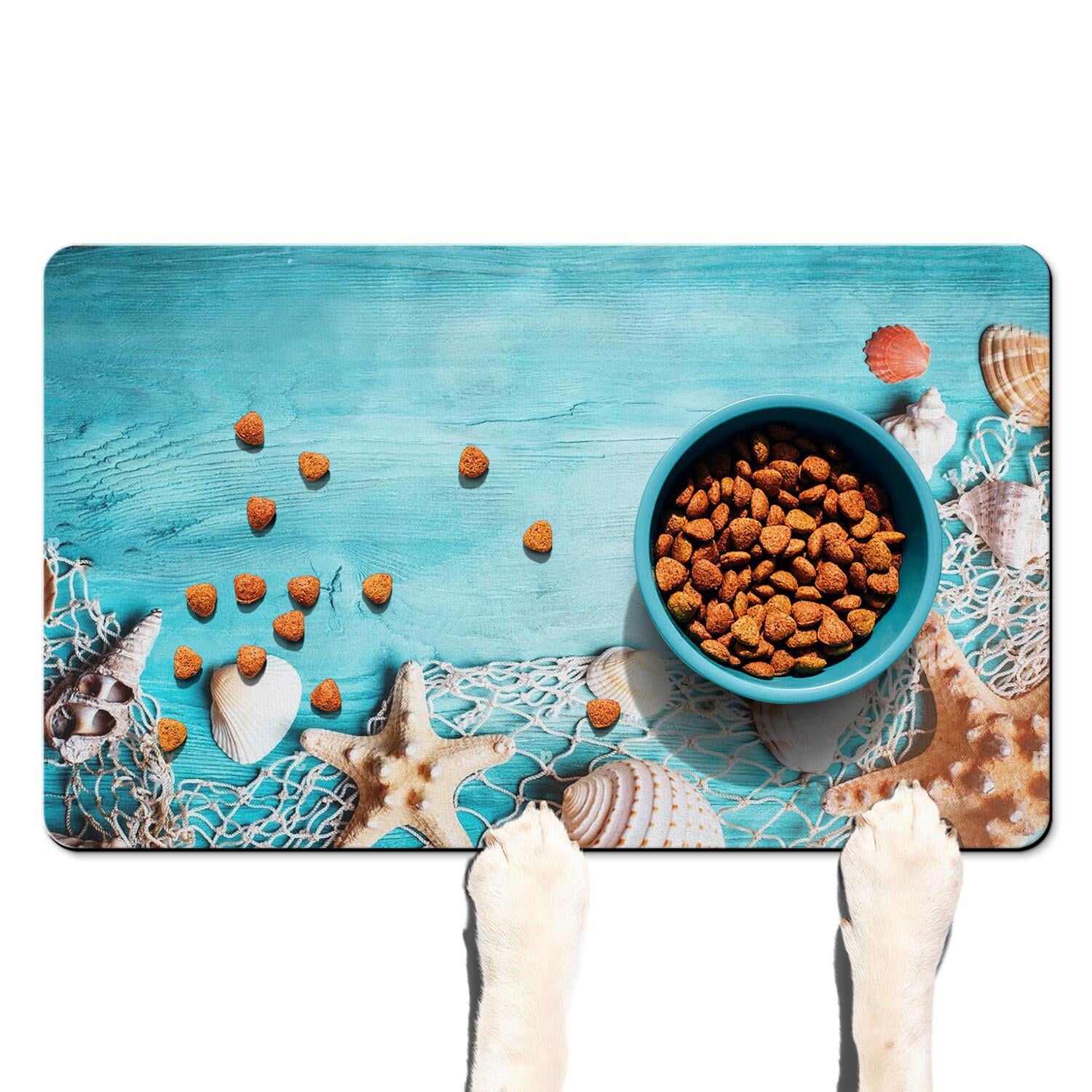 Starfish Marine Life Dog Food Mat – Nautical Beach Tropical Seashell ...
