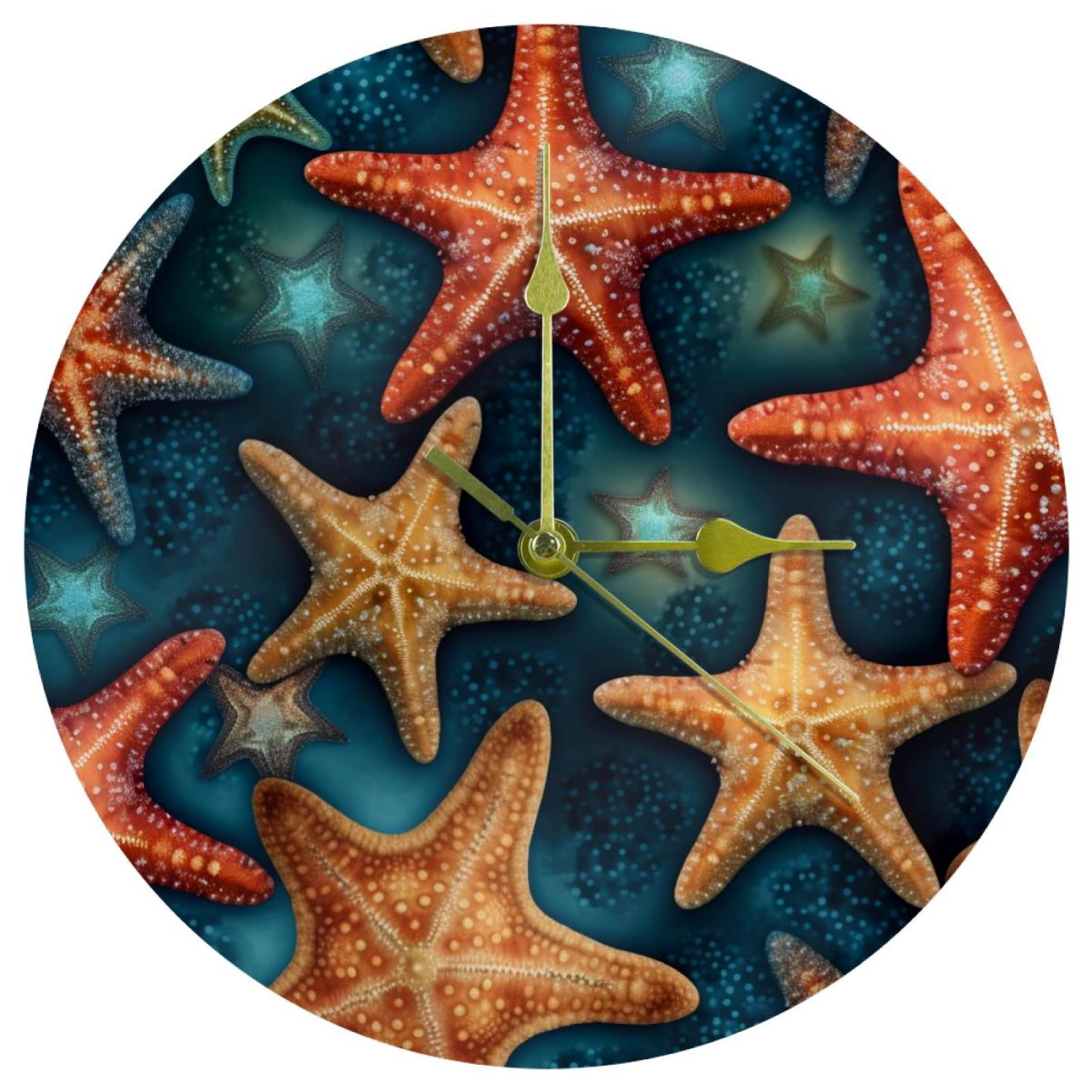 Starfish Modern Round Acrylic Wall Clock, 9.8 Inches, Silent Non ...
