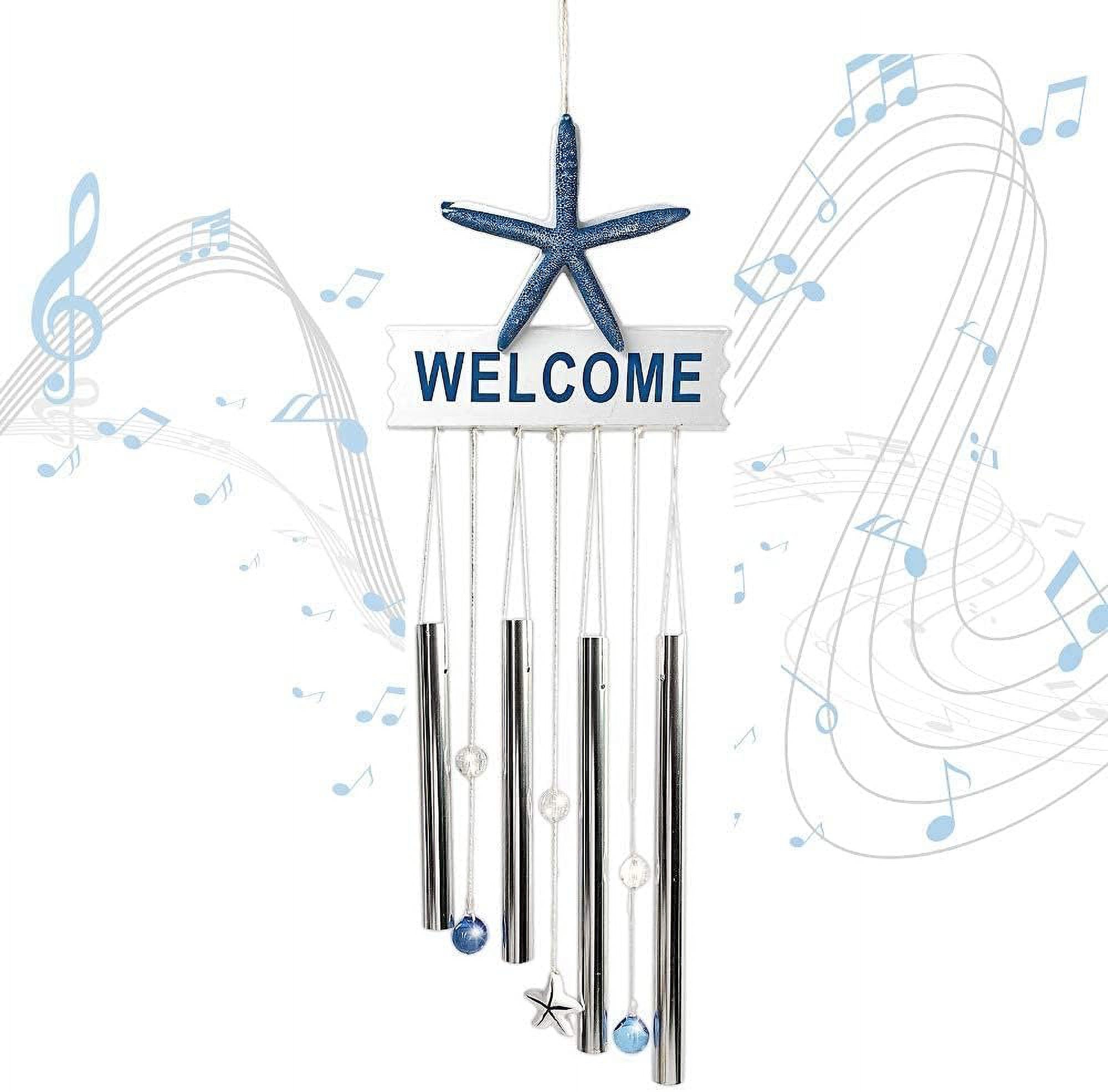 Starfish Nautical Wind Chime and Welcome Sign Ocean Theme Garden Chimes ...