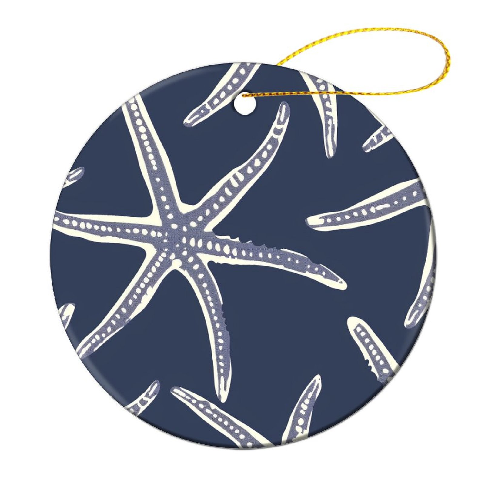 Starfish Navy Blue Beach Christmas Ornament Beach Ocean Coastal ...