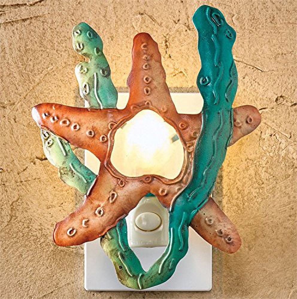Starfish Night Light with Hand Cut Metal and Luminescent Capiz Shell ...