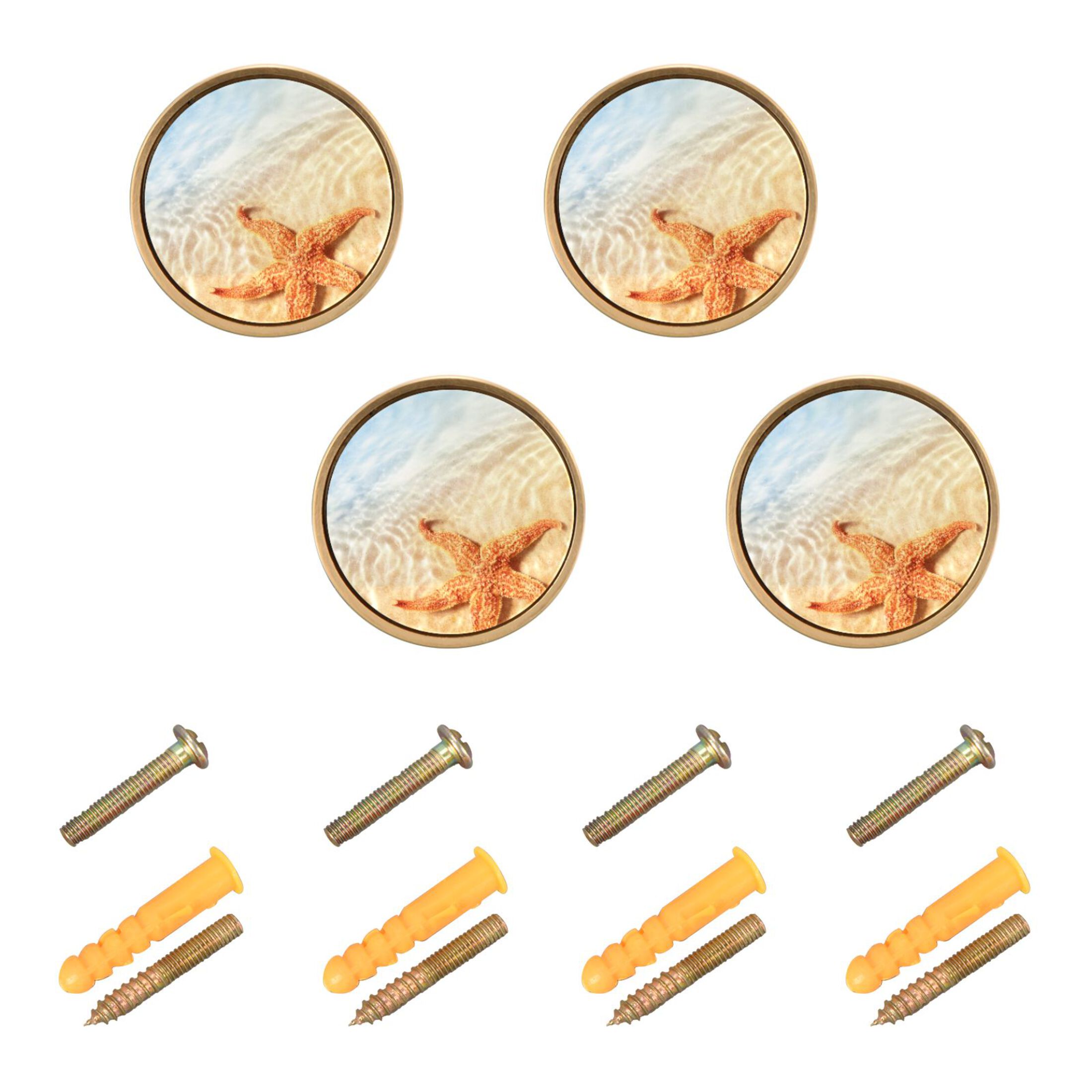 Starfish Ocean Beach Cabinet Knobs Kitchen Drawers Knobs Door Round ...