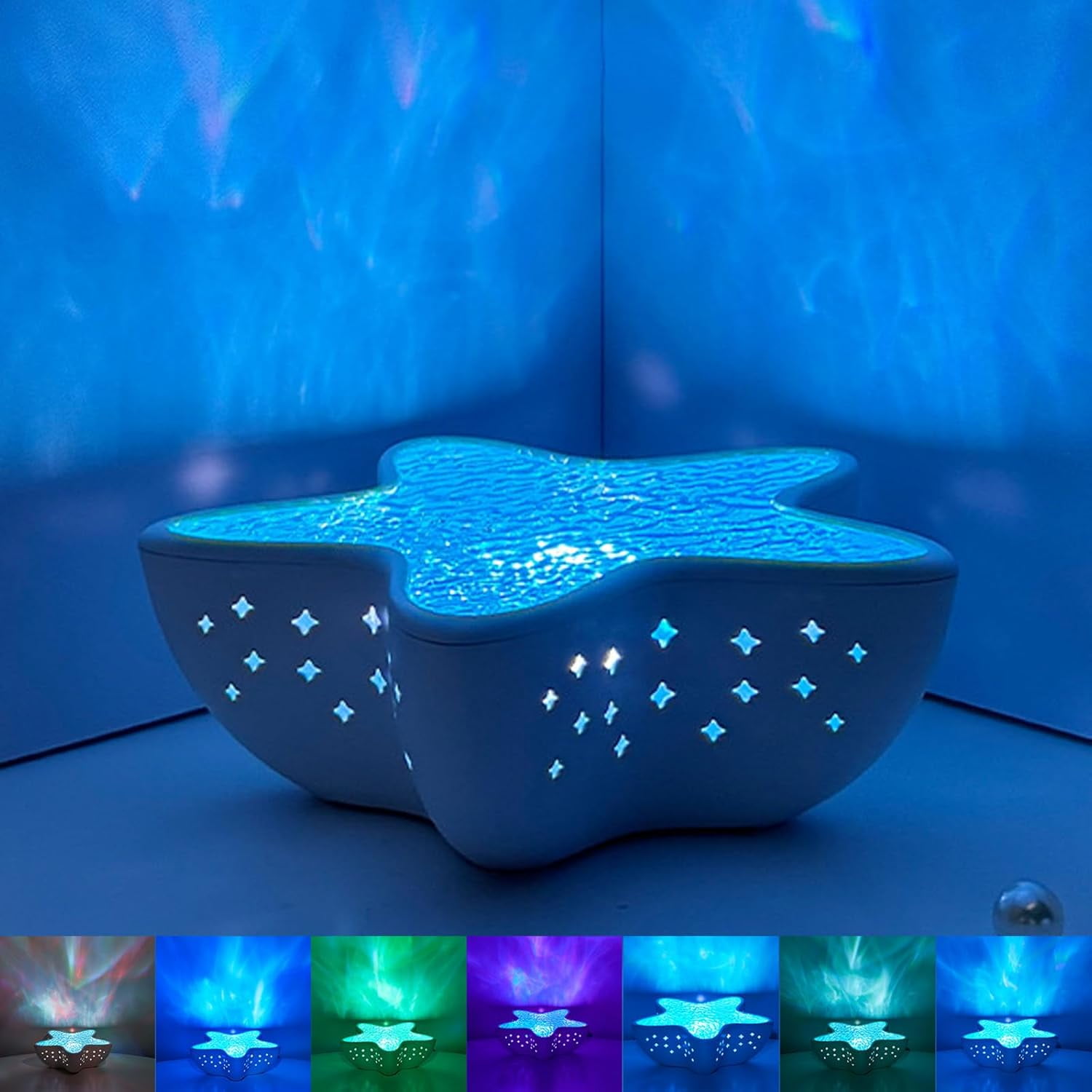 Starfish Ocean Projection Lamp – 7 Colors Water Ripple Night Light ...