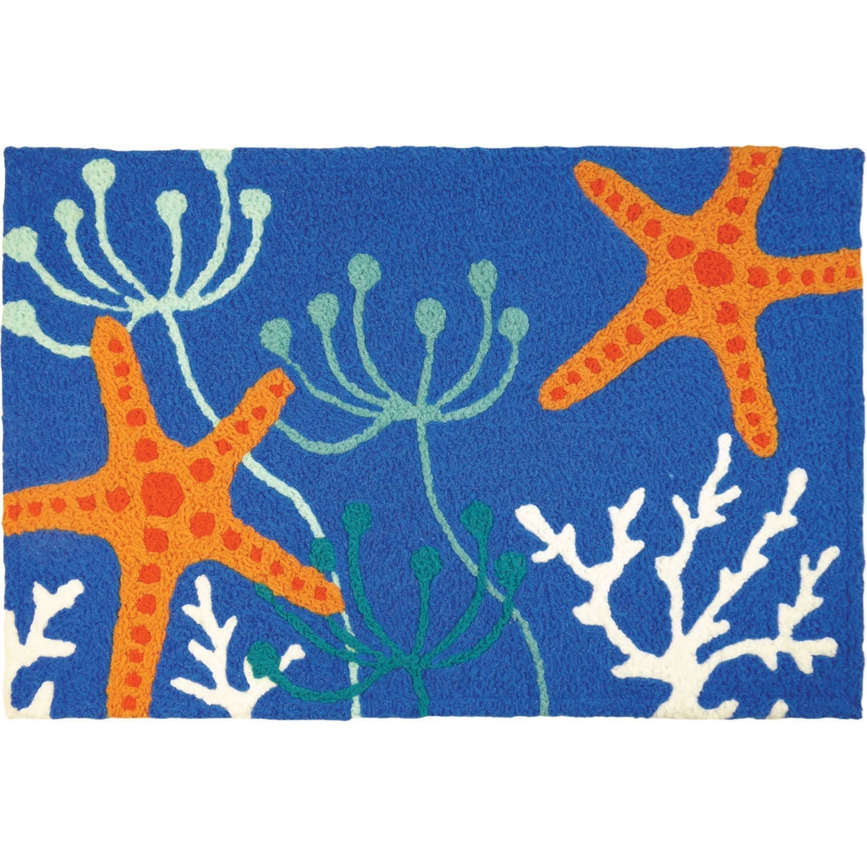 Jellybean Starfish Royal Blue Coastal Indoor/Outdoor Machine Washable ...