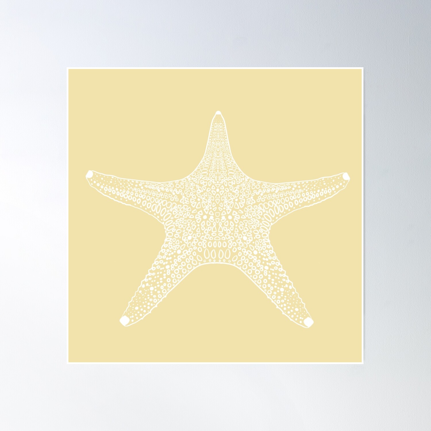 Starfish On Sandy Yellow, Coastal Design. Poster Wall Art, Modern Wall ...
