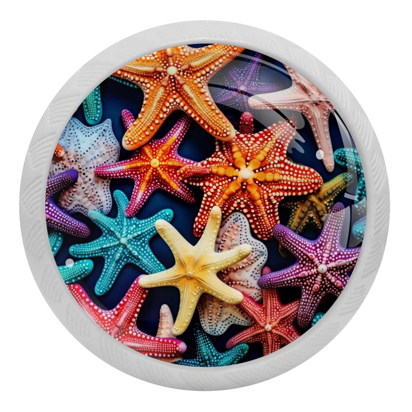 Starfish Pattern 4PCS Cabinet Knobs Pulls Fluorescent Drawer Handle Cabinet Drawer Dresser ...