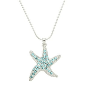 Snowflake Pendant Necklace Rhinestone Crystal Rhodium Plated 17 Inch ...