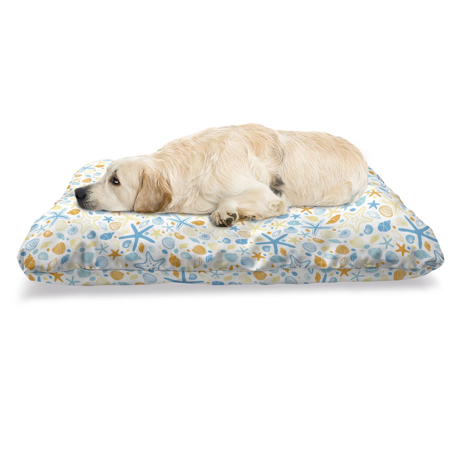 Starfish Pet Bed, Vintage Summer Beach Pattern with Colorful Seashells ...