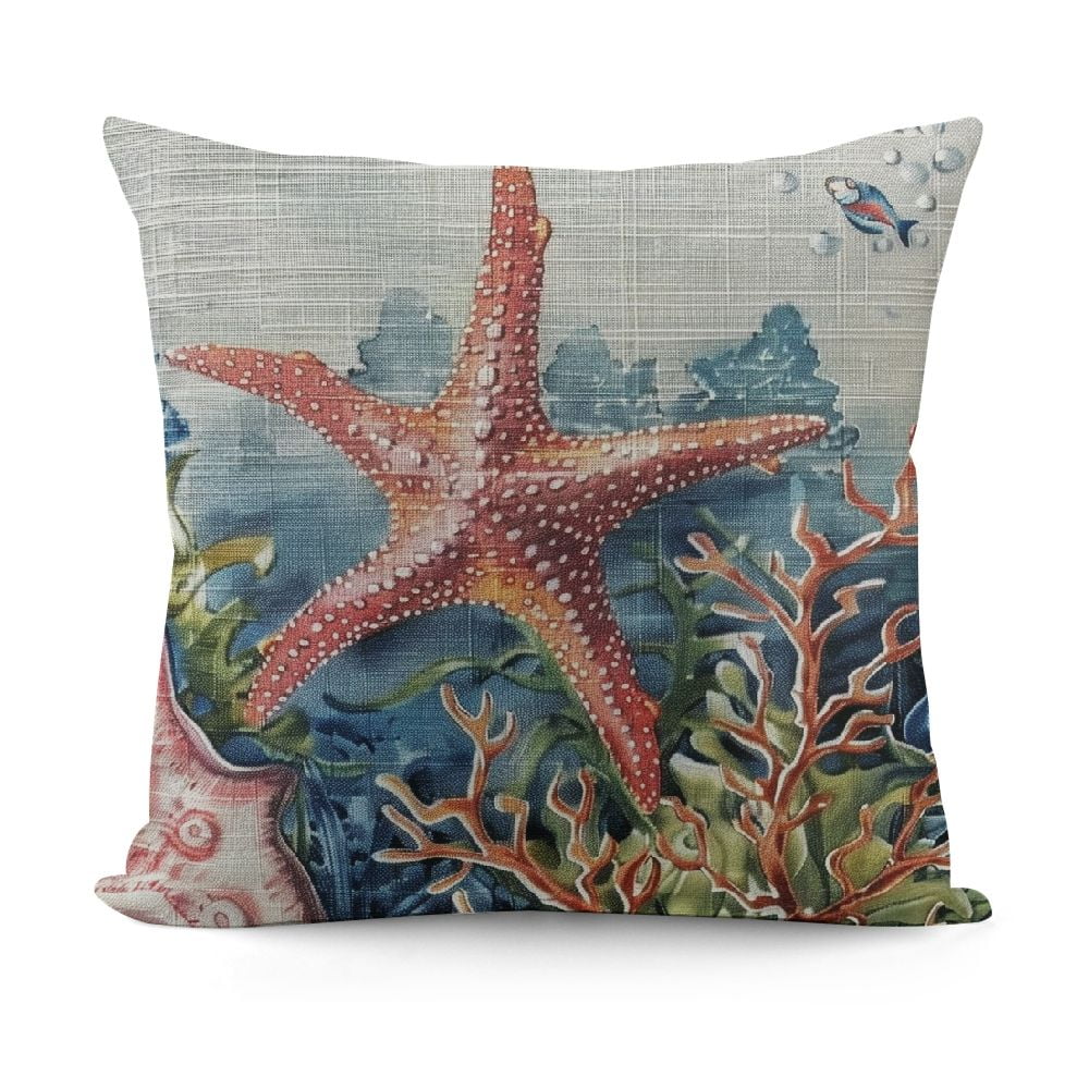 Starfish Pillow Covers for Sofa Bed,Ocean Animal Undersea Coral Throw ...
