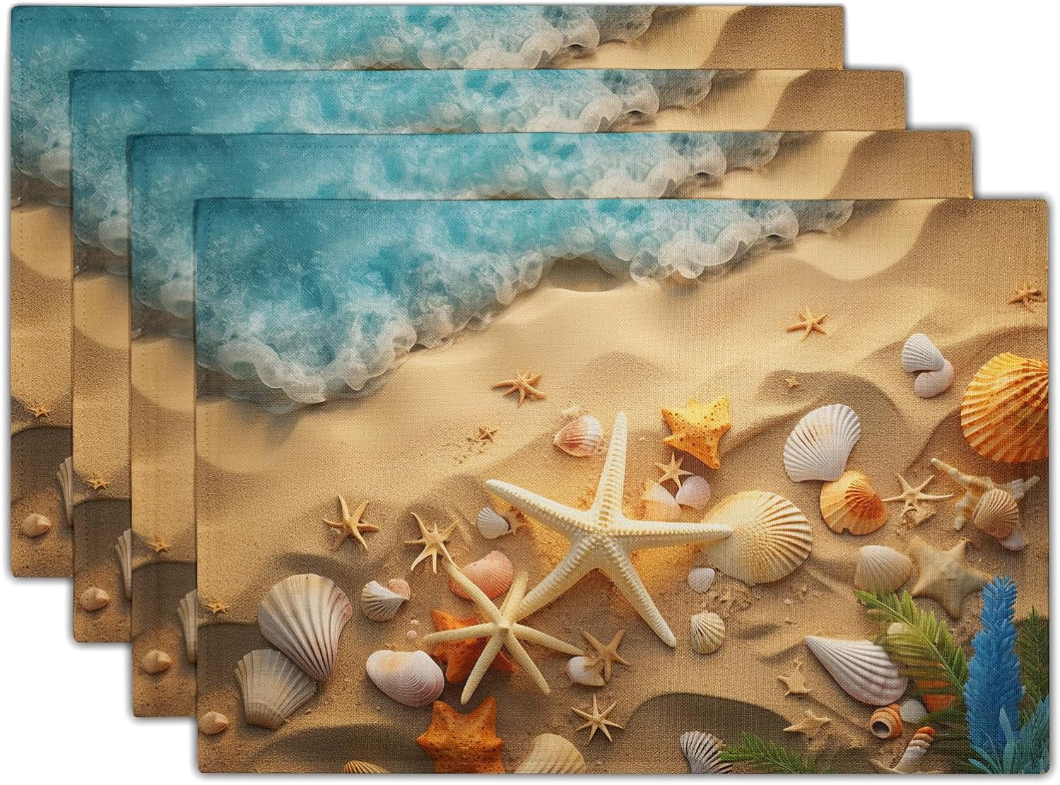 Starfish Placemats Set of 4 - Tropical Beach Place Mats 12x18 Inch ...