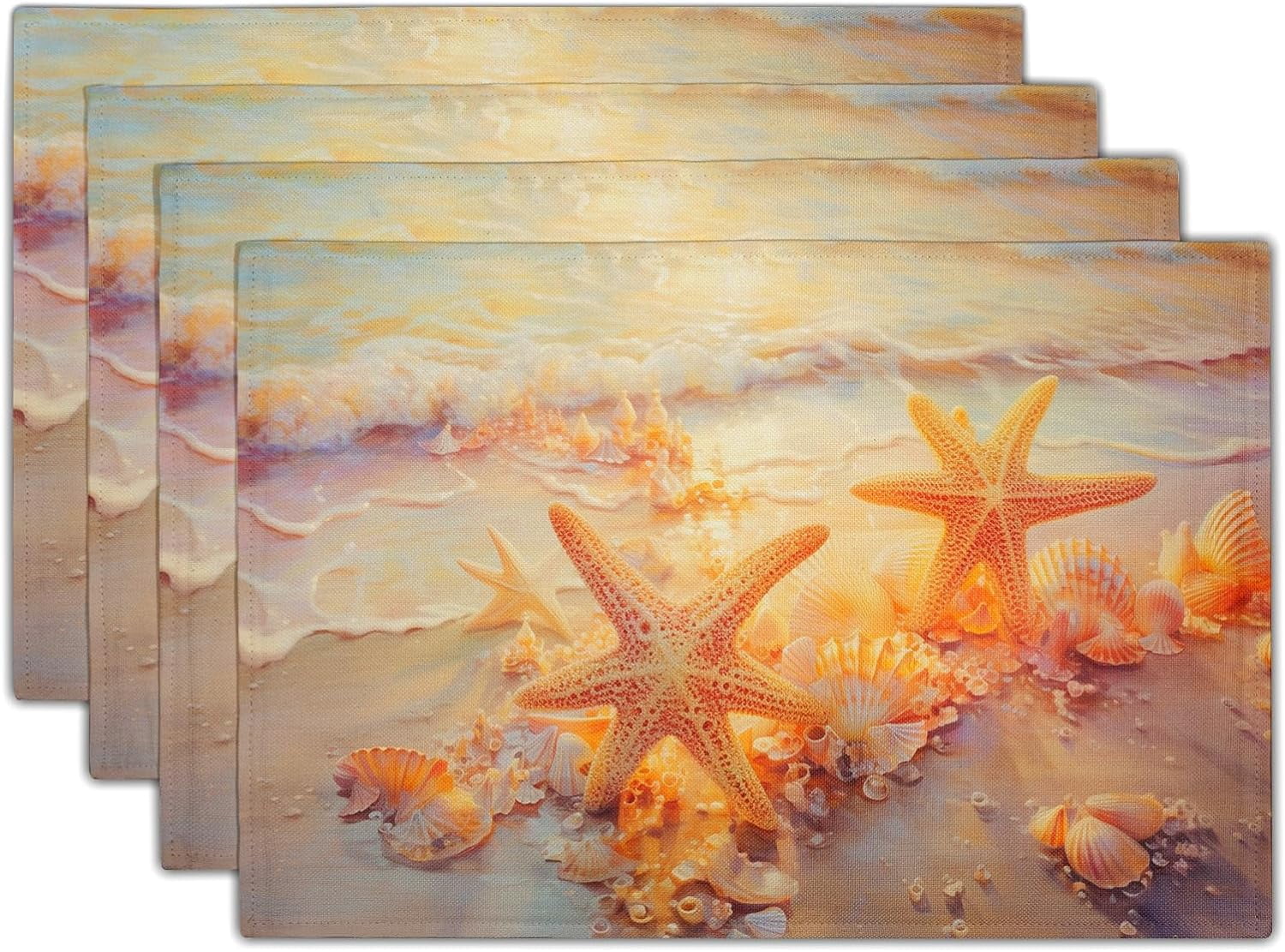 Starfish Placemats Set of 4 - Tropical Beach Place Mats 12x18 Inch ...