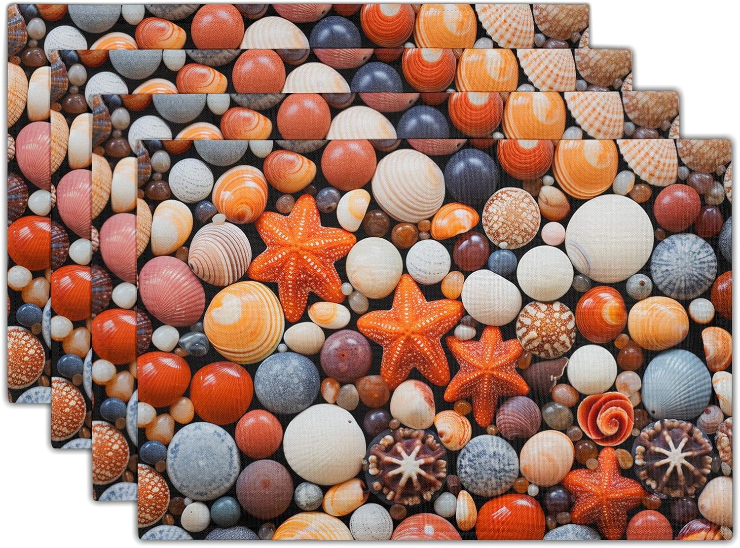Starfish Placemats Set of 4 - Tropical Beach Place Mats 12x18 Inch ...