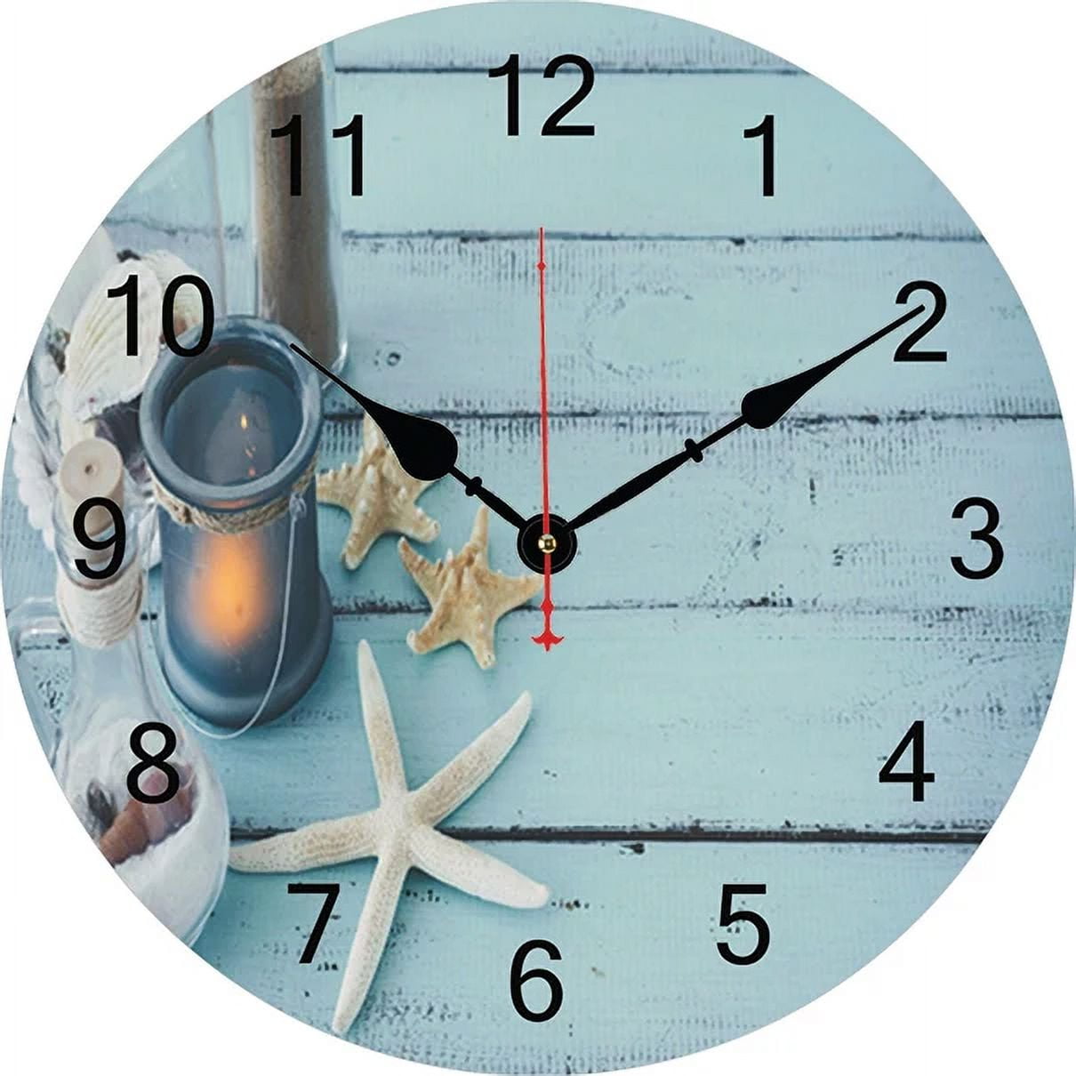 Starfish Plank Texture Wall Clock Modern Design Living Room Bedroom ...
