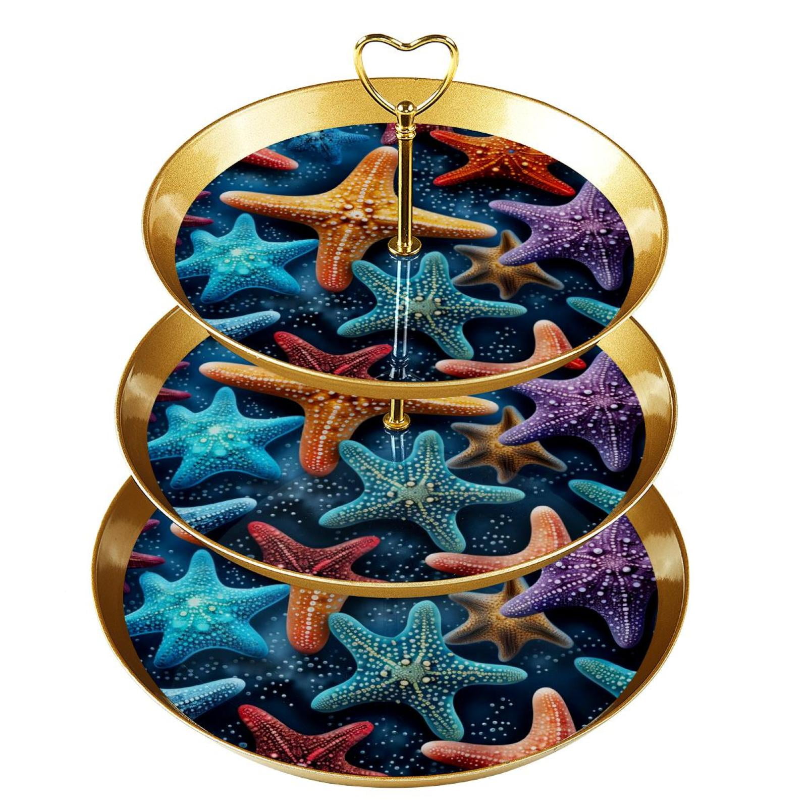 Starfish Plastic Discs Iron Pillar Jewelry Organizer Display Stand for ...