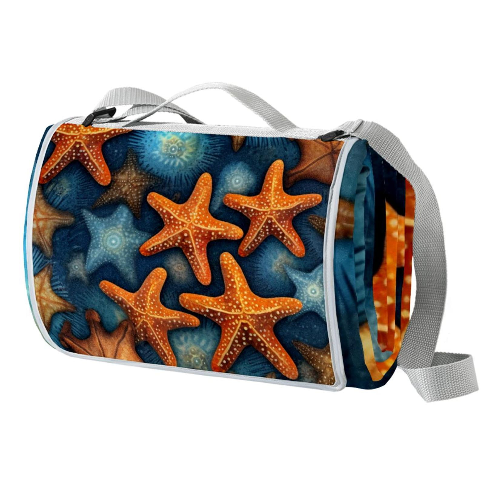 Starfish Portable Canvas Picnic Blanket Waterproof Backing for Outdoor ...