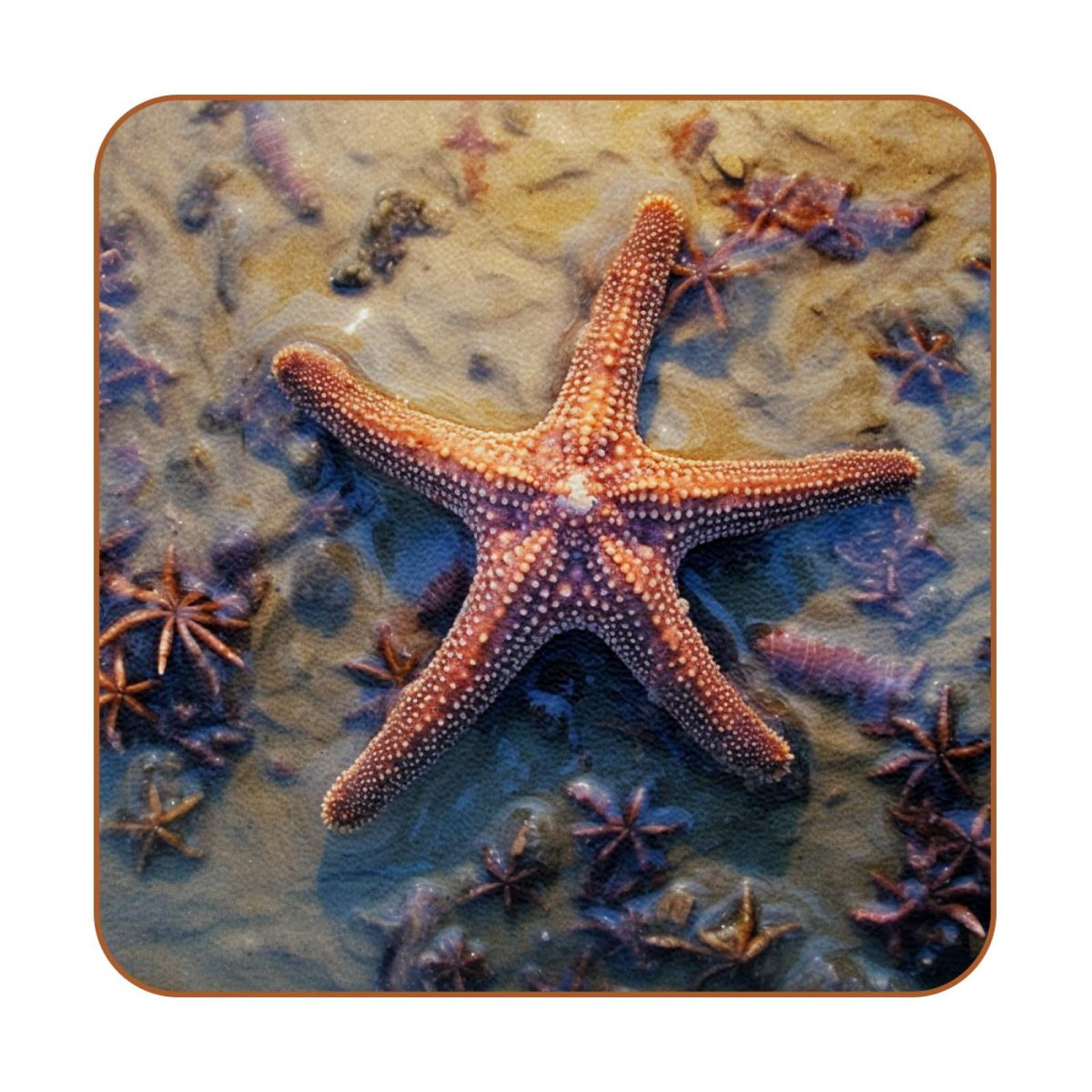 Starfish Premium Microfiber Leather Square Coasters (6PCS) - 10.3x10.3 ...