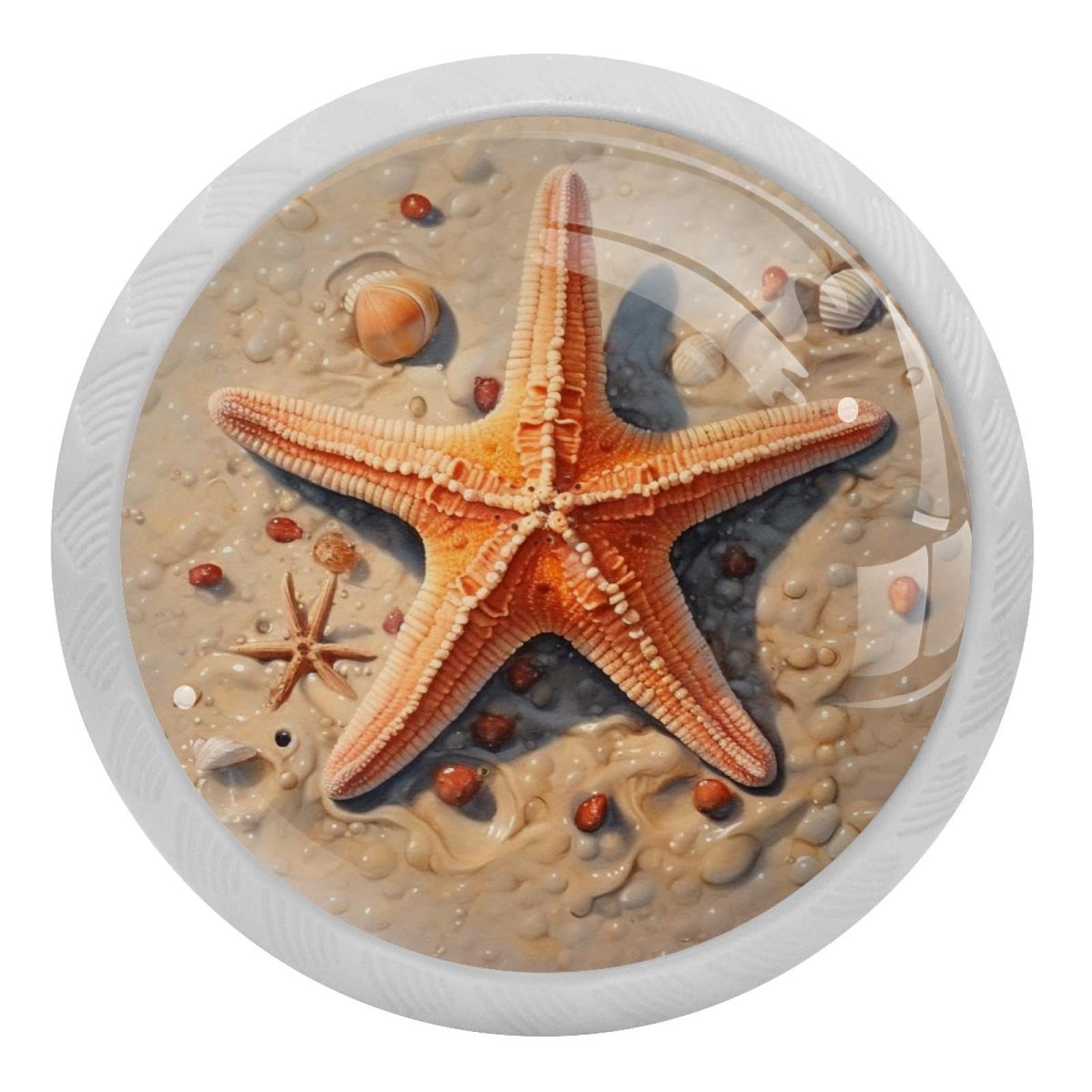 Starfish on Sea Beach Sand Crystal Glass Drawer Knob Pull Ergonomic ...