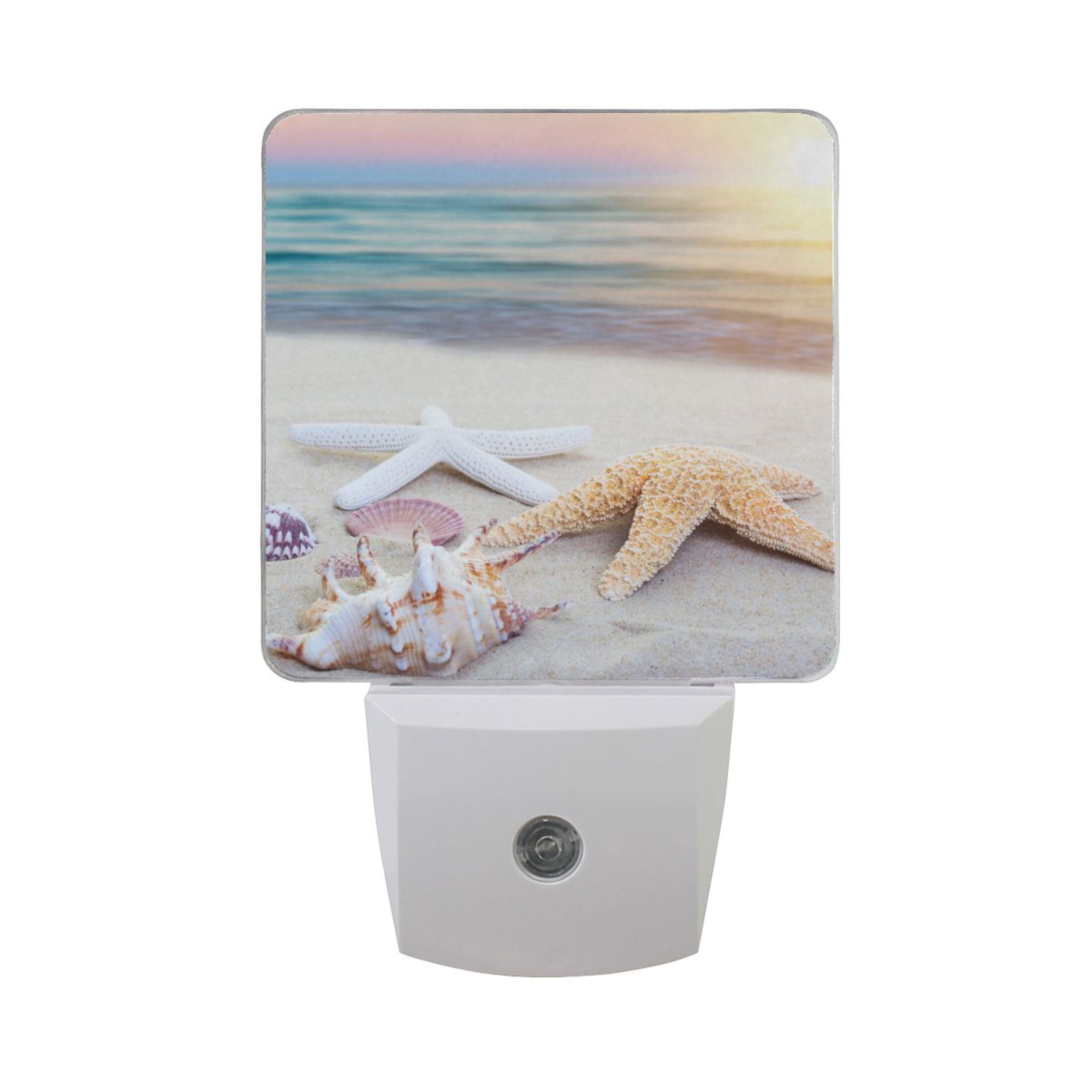 Starfish Sea Shells Beach Night Light LED Dusk to Dawn Night Lamp Auto ...