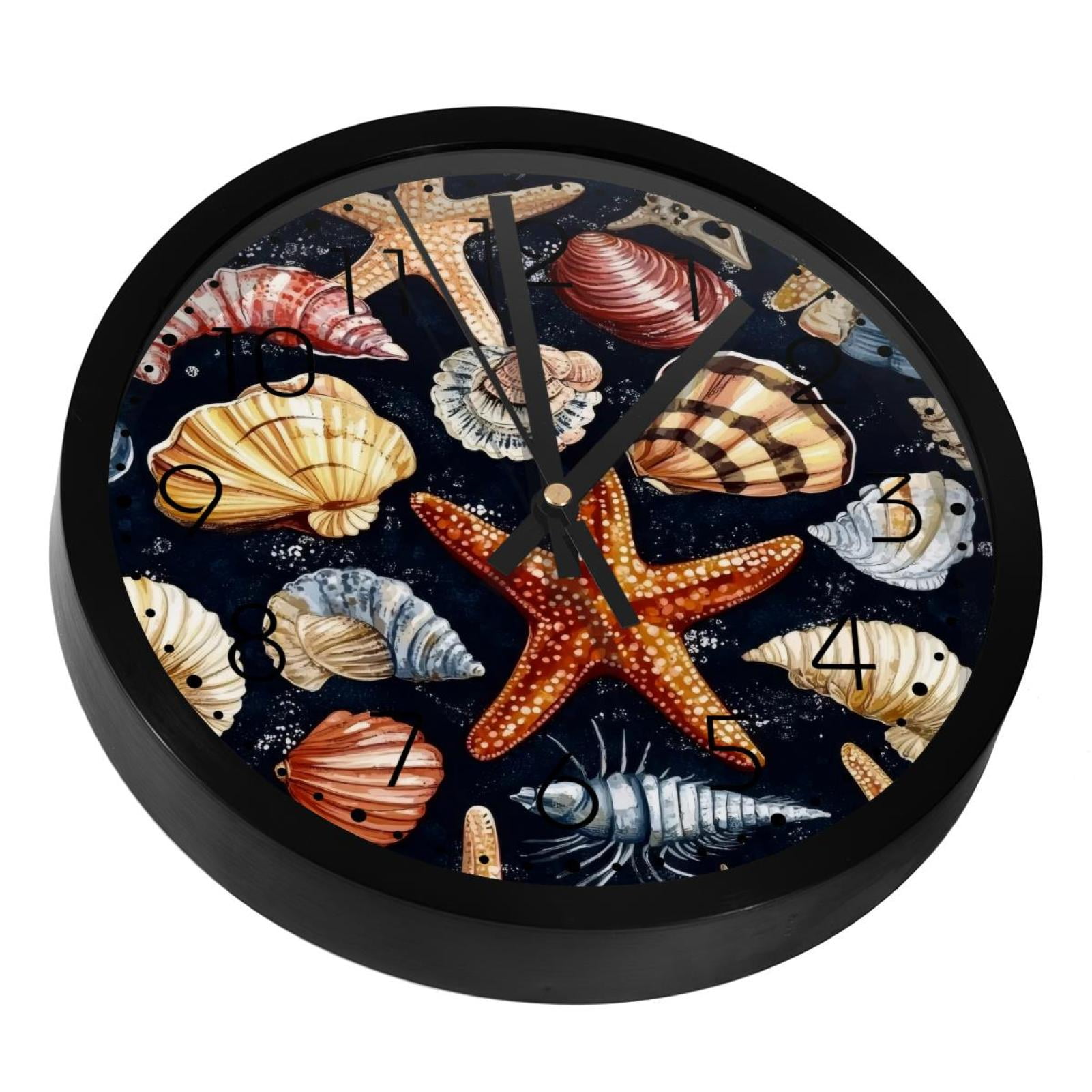 Starfish Sea Shells Conch Silent Wall Clock, Non Ticking Battery ...