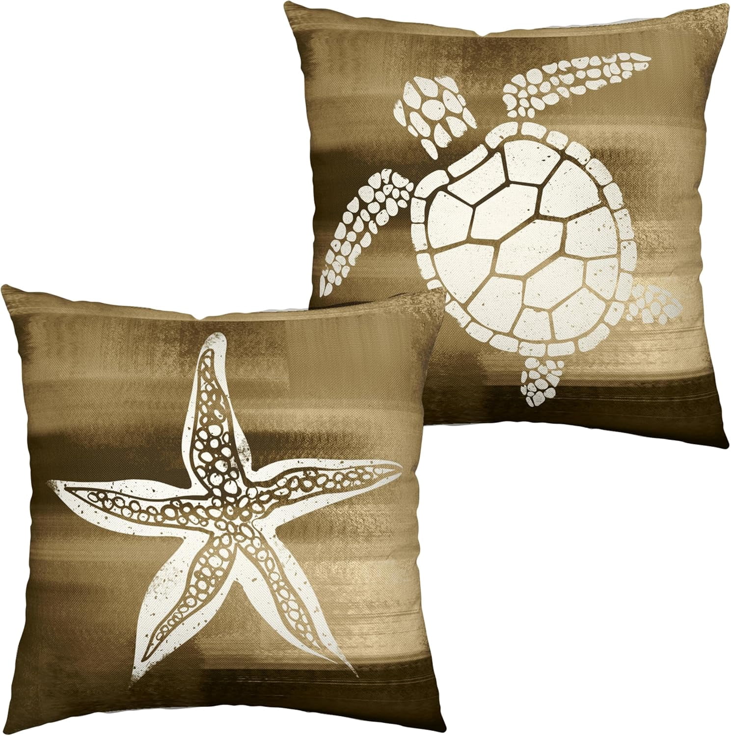 Starfish Sea Turtle Pillow Case Brown Beach Theme Throw Pillows Cover ...