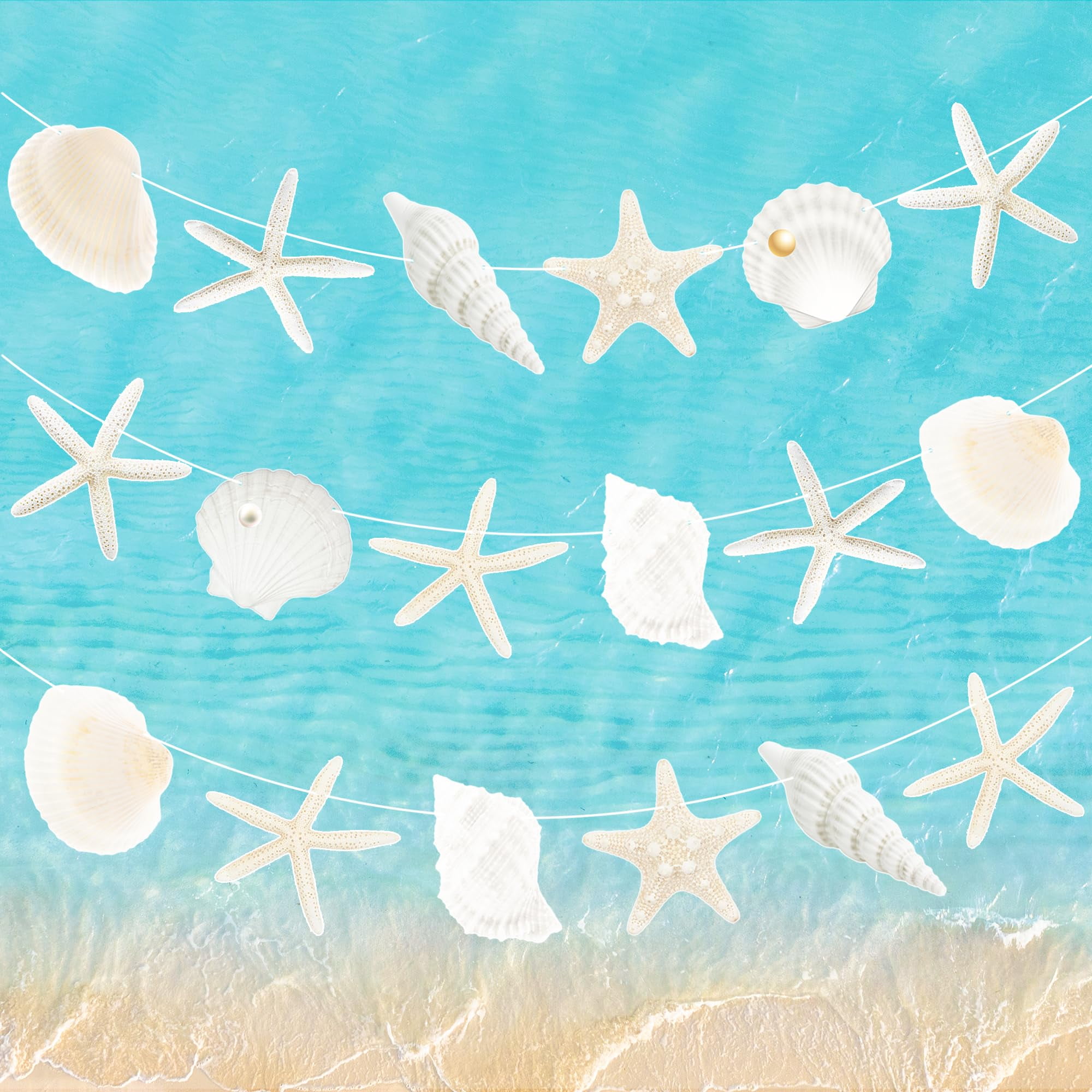Starfish Seashell Party CORNET Banners Beach Seashell Birthday ...