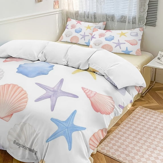 Starfish Seashell Pattern 3D Set Duvet Cover Quilt Cover Theme for ...