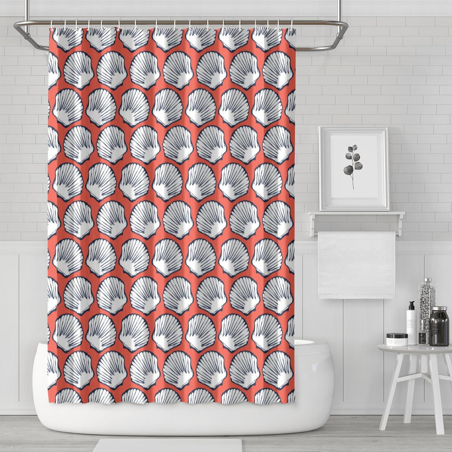 Starfish Seashell Shower Curtain - Nautical Beach Themed Quick-Dry ...