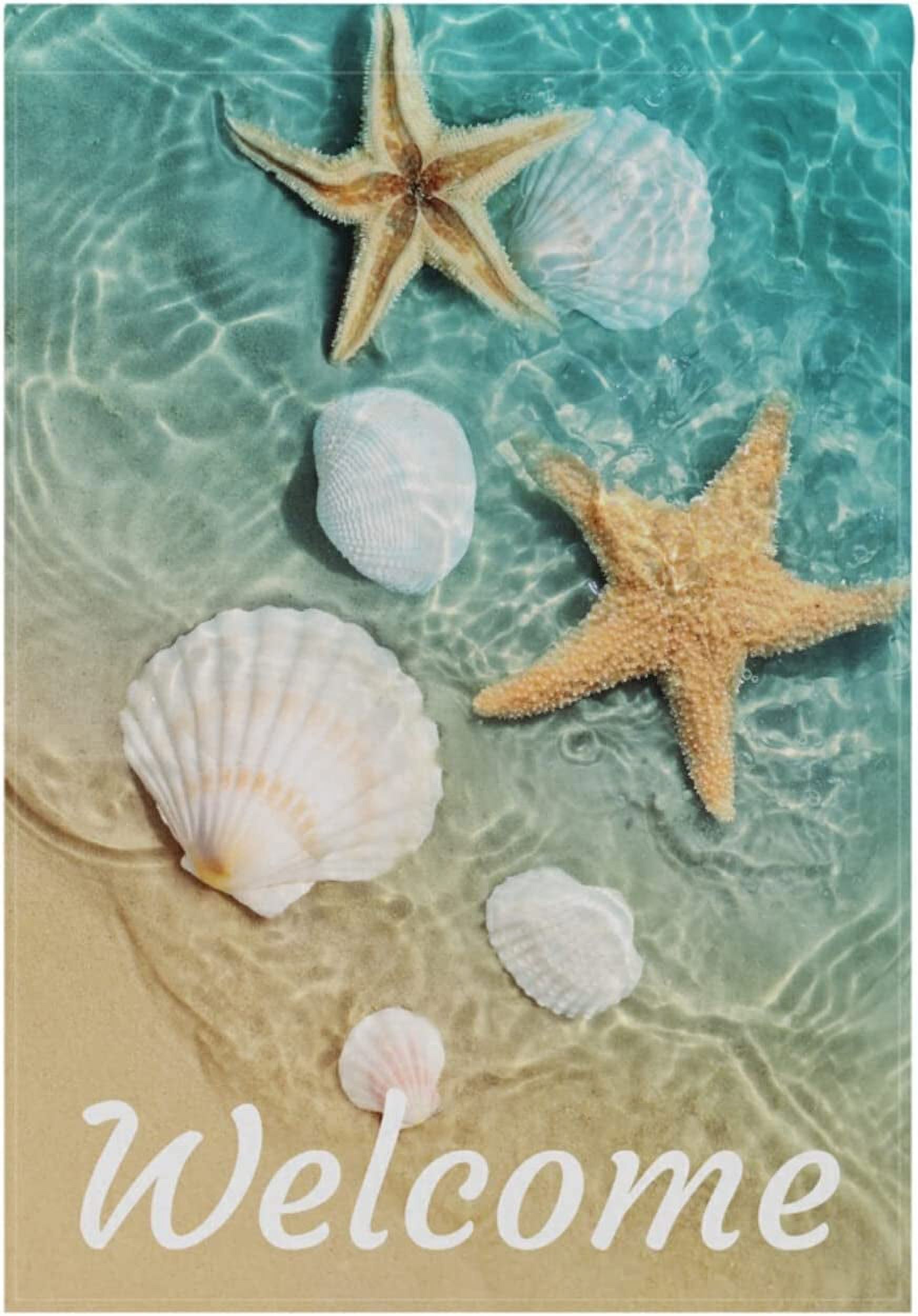 Starfish and Seashell Welcome Garden Flag 12x18 Inch Tropical Summer ...