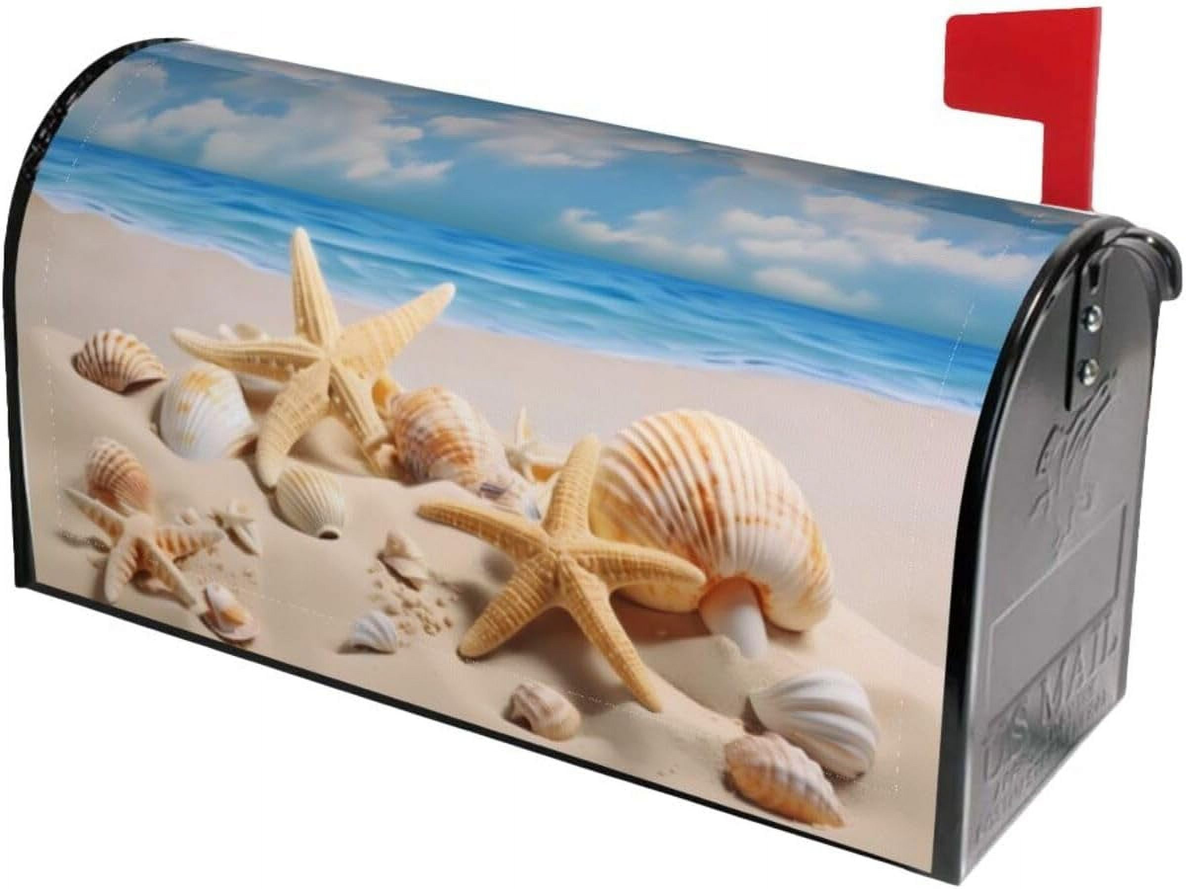 Starfish Seashells Mailbox Covers, Summer Beach Magnetic Post Box Cover ...
